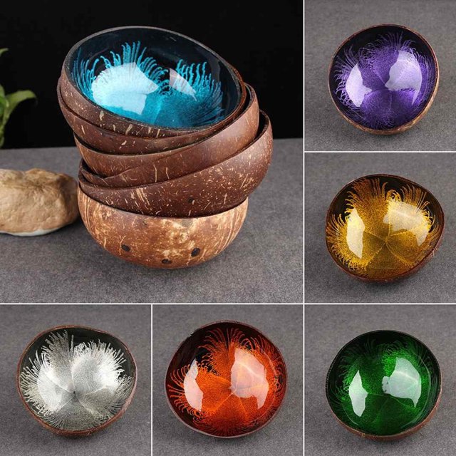 Yesbay Vintage Natural Coconut Shell Candy Food Container Keys Storage ...