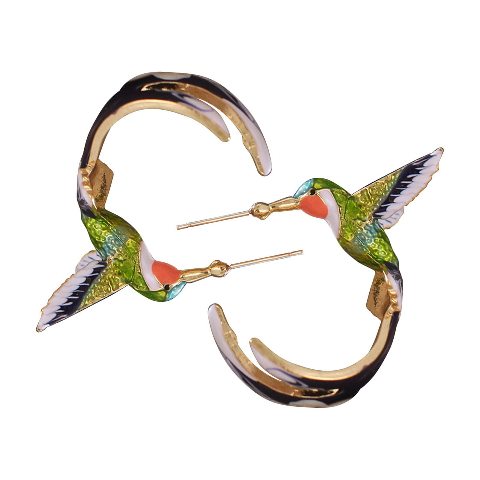 Yesbay Women Earrings Flying Hummingbird Enamel Alloy Piercing Jewelry ...