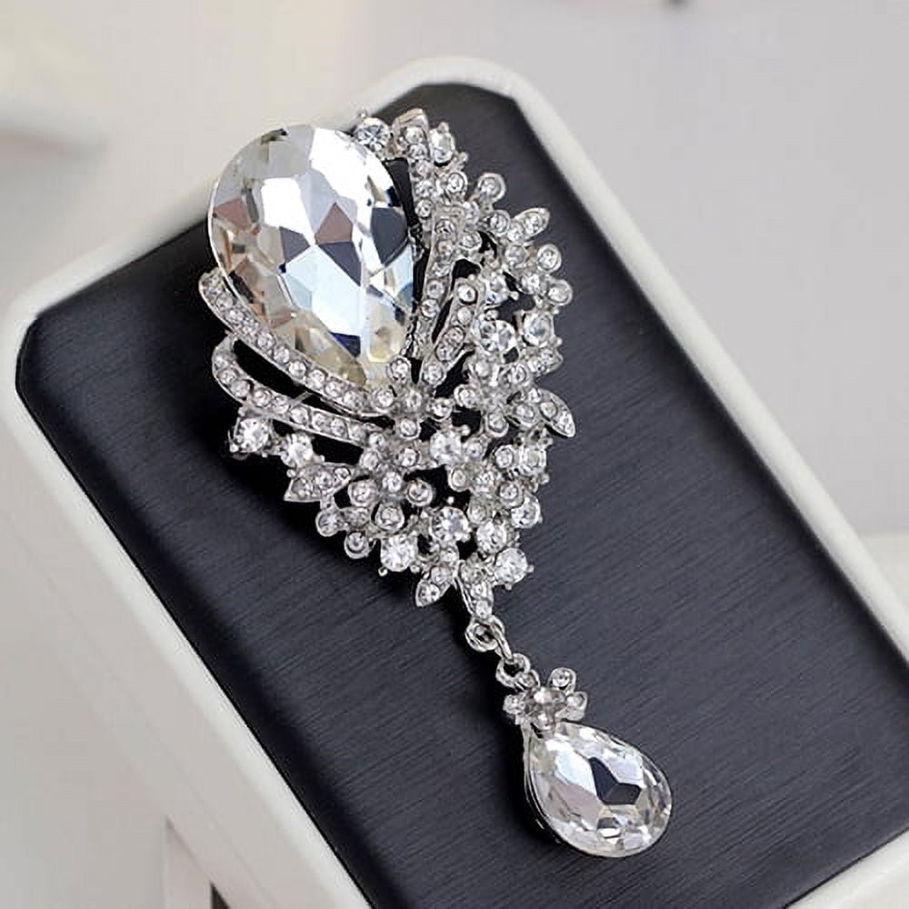 Yesbay Women Elegant Hollow Flower Shiny Rhinestones Brooch Pin Jewelry ...