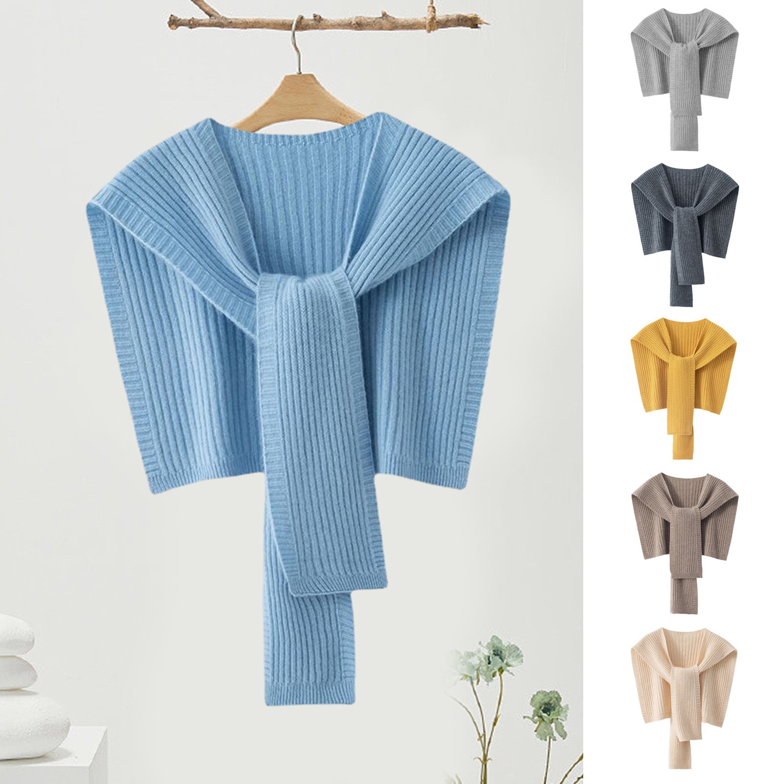 Yesbay Women Fall Winter Shawl Knitted Cozy Soft Warm Lace Up Elastic ...