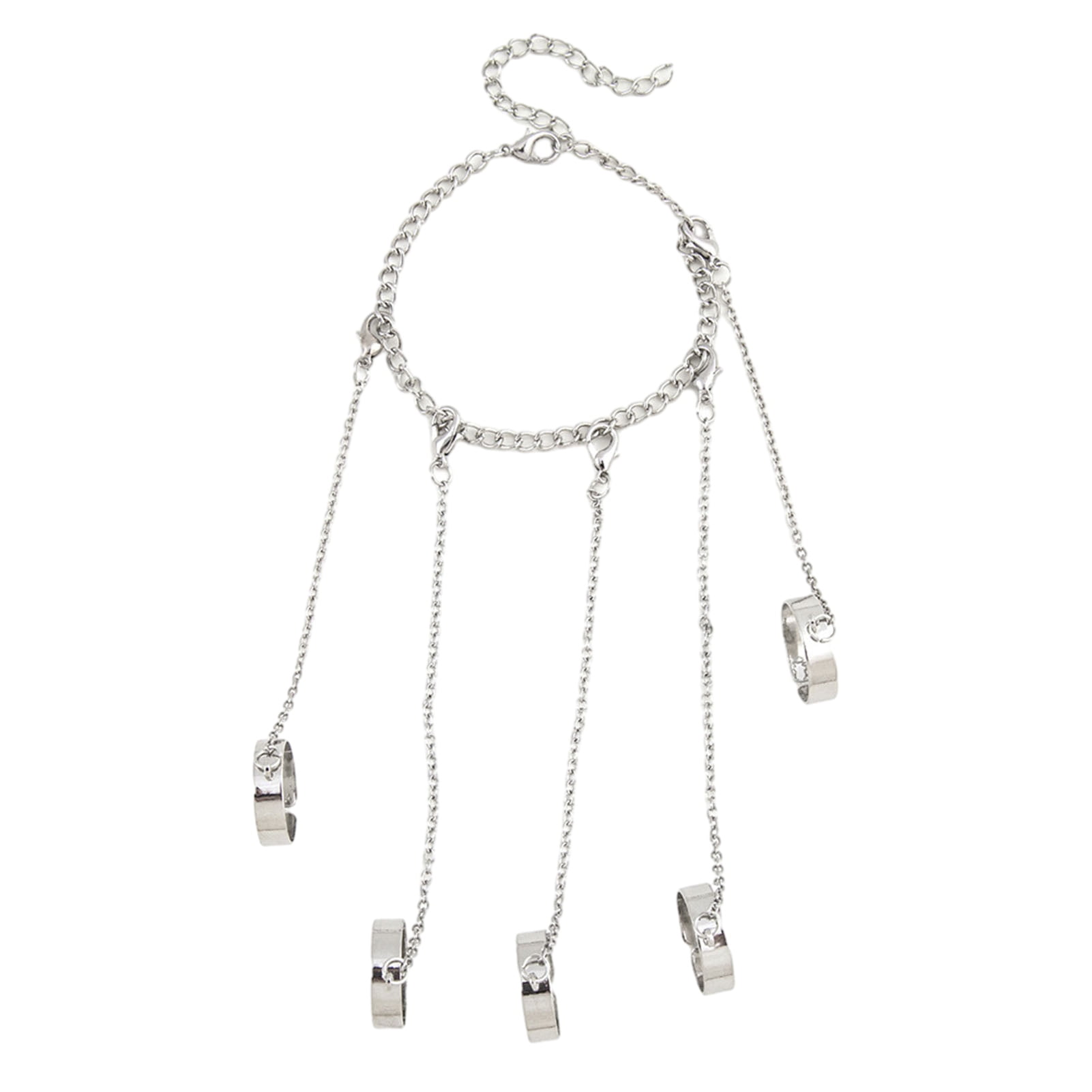 Yesbay Women Hand Chain Punk Style Five Rings Wrist Chain Ring Unisex ...