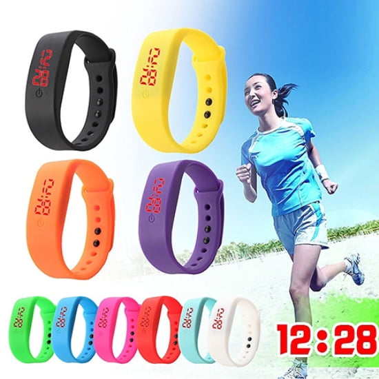 Yesbay Women Men Silicone Band Strap Digital LED Display Bracelet Wrist ...