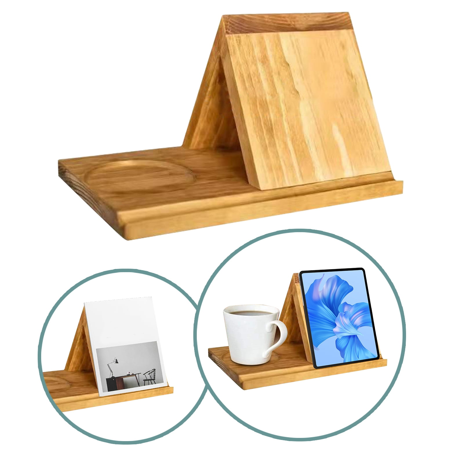 Yesbay Wooden Bookshelf Organizer with Picture Frame, Bamboo Desktop ...