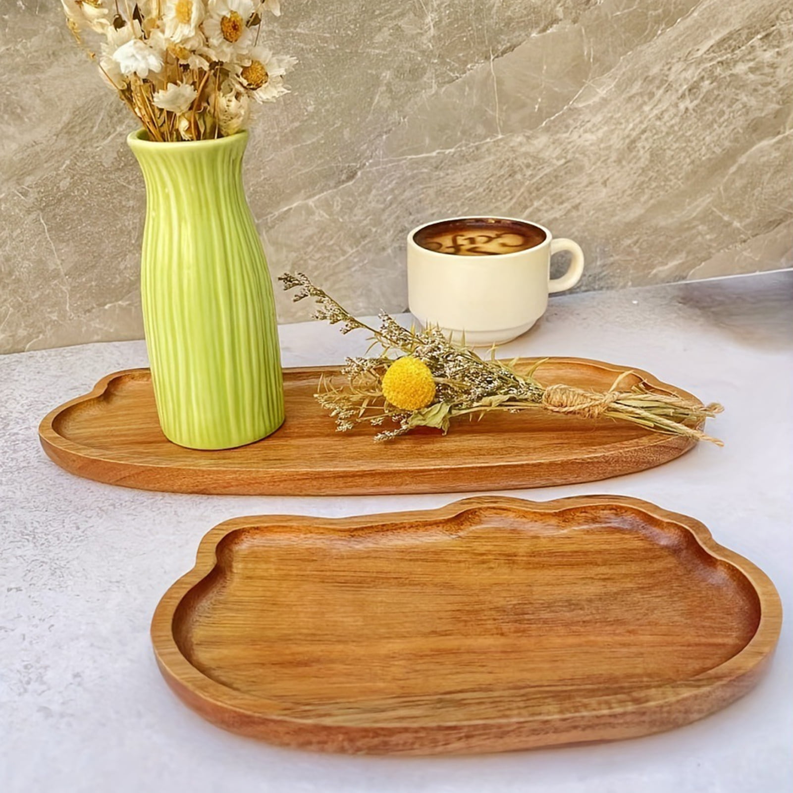 Yesbay Wooden Tea Coffee Tray Cloud-Shaped Fruit Dessert Candy Plate ...