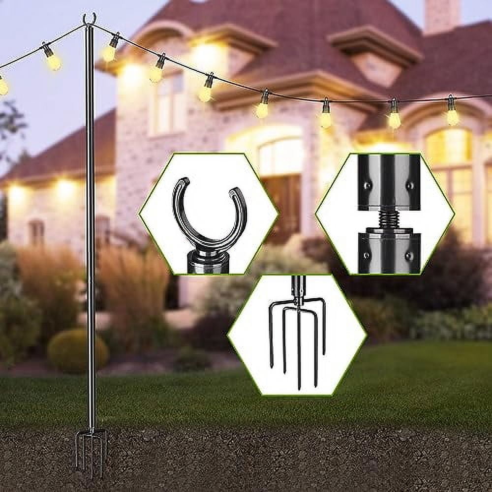 Yescom 10 Ft String Light Pole Outdoor Metal Pole Aluminum Patio ...