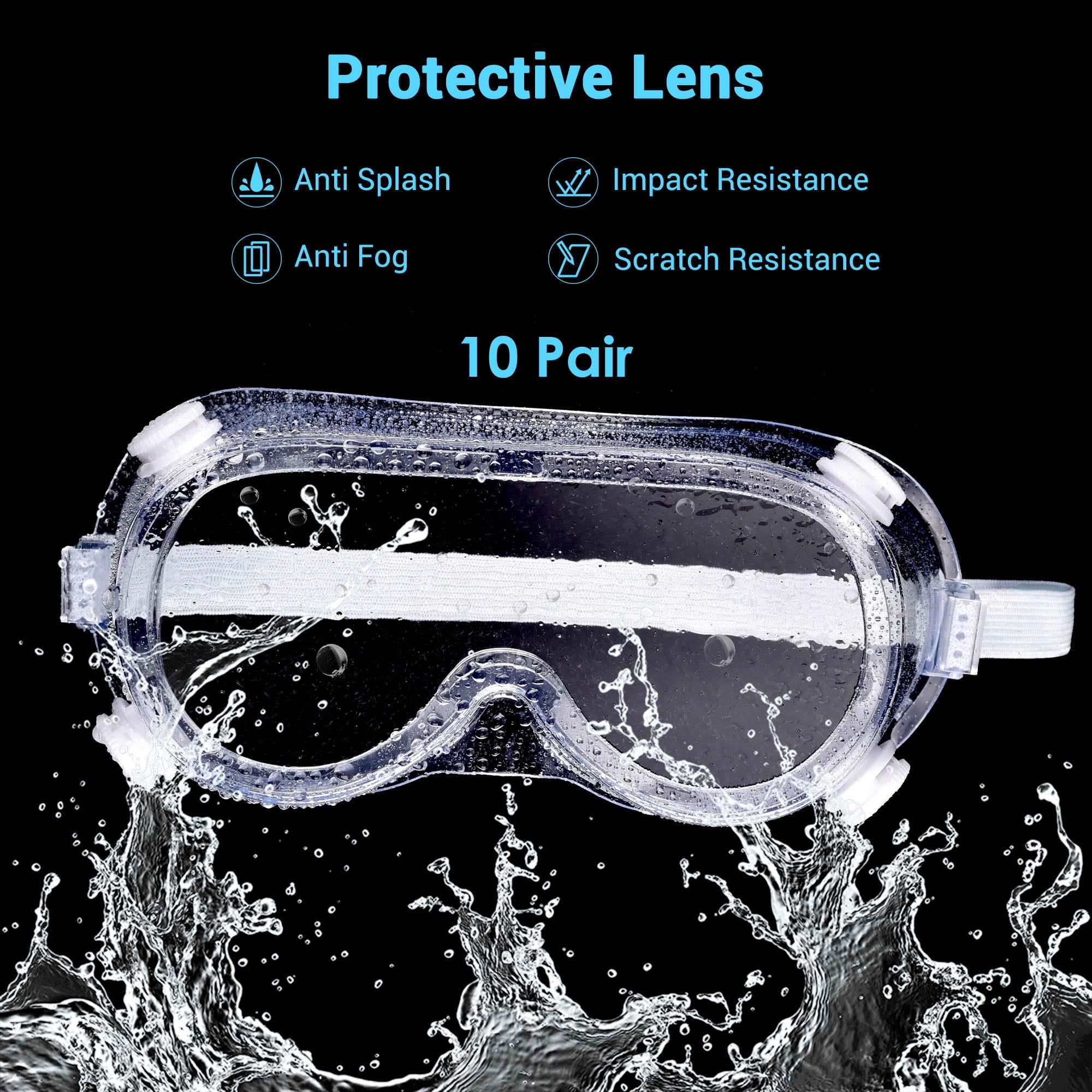 Yescom 10 Pair Disposable Safety Goggles Glasses Anti Fog Protective ...