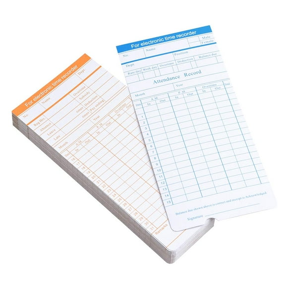 Yescom Monthly Employee Time Cards, 100 Count, Double-Sided for ...