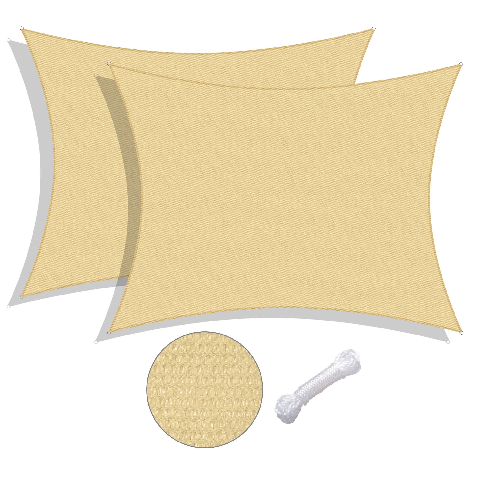 Yescom 10x13 Ft 97% UV Block Rectangle Sun Shade Sail HDPE Canopy Patio ...