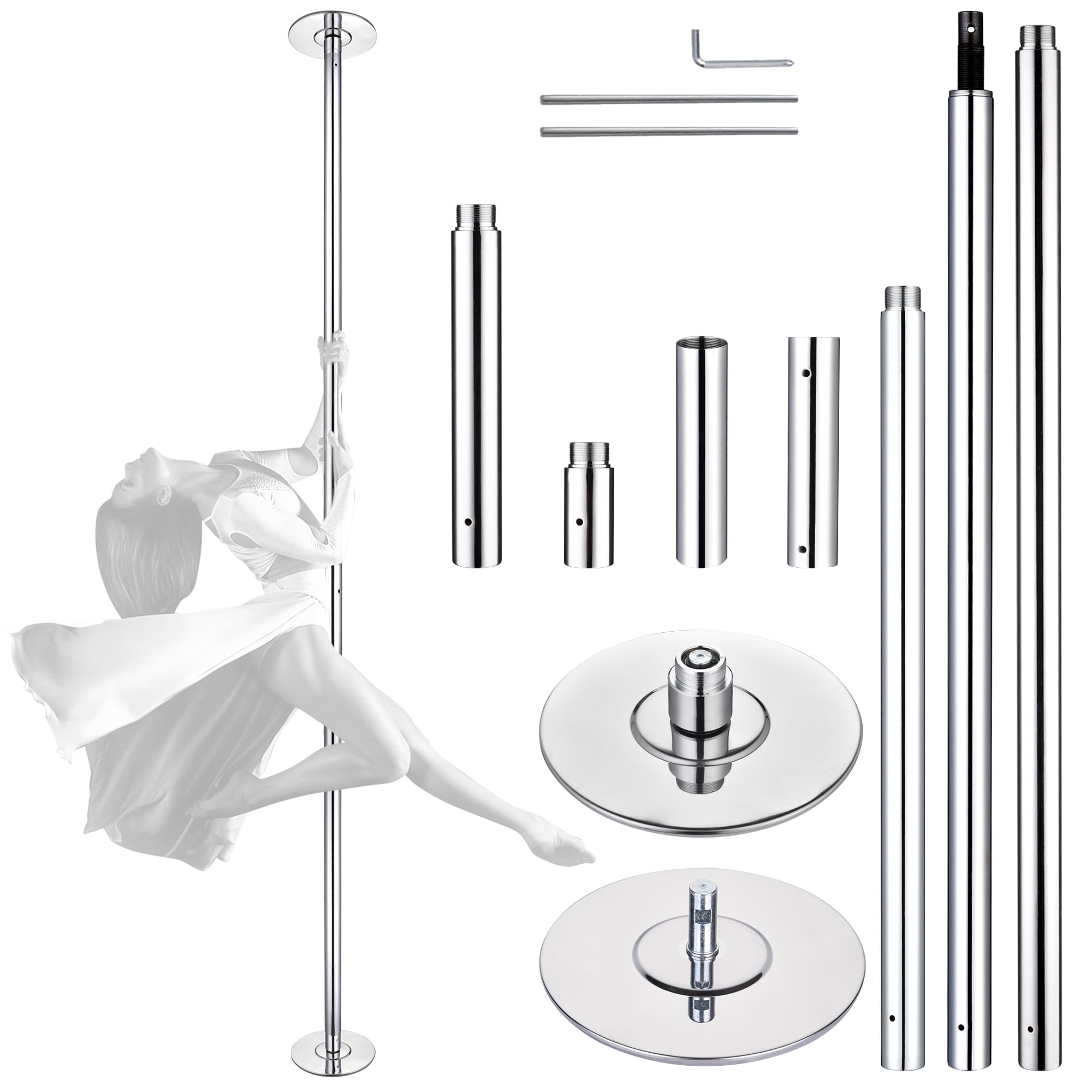 Yescom 11 FT Spinning Static Dancing Pole Kit with Extensions Fitness ...