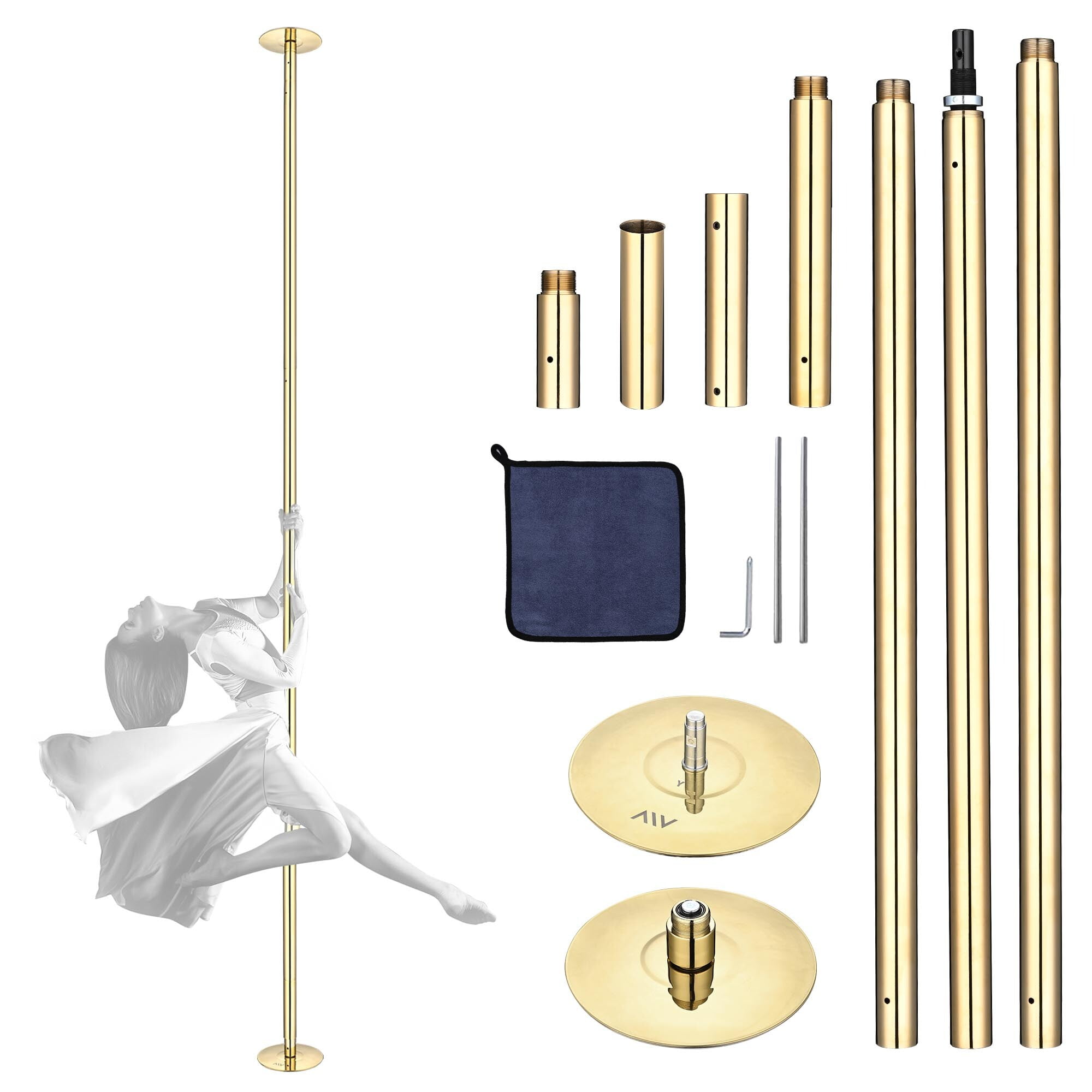 Yescom 12 FT Spinning Static Dancing Pole Kit w/ Extensions Fitness ...