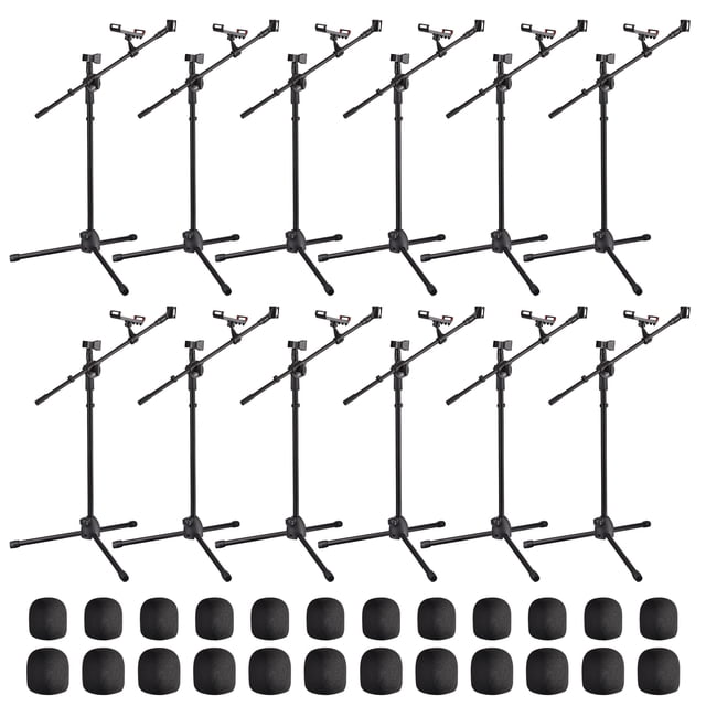 Yescom 12 Packs Microphone Boom Arm Stand Dual Mic Clips Adjustable ...