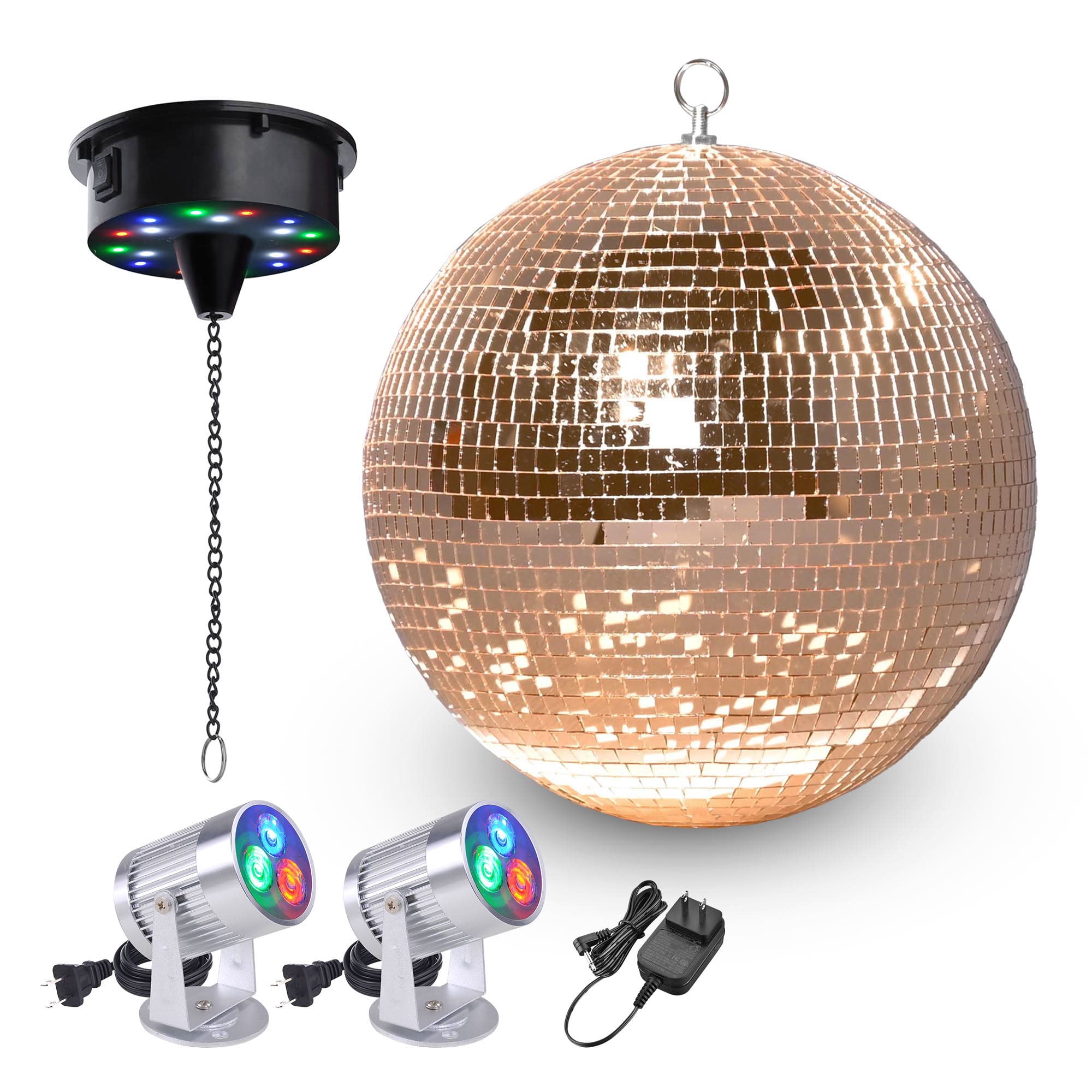 Yescom 12" Large Disco Ball with Motor and Light 6RPM Rotator & 2PCS 3W ...