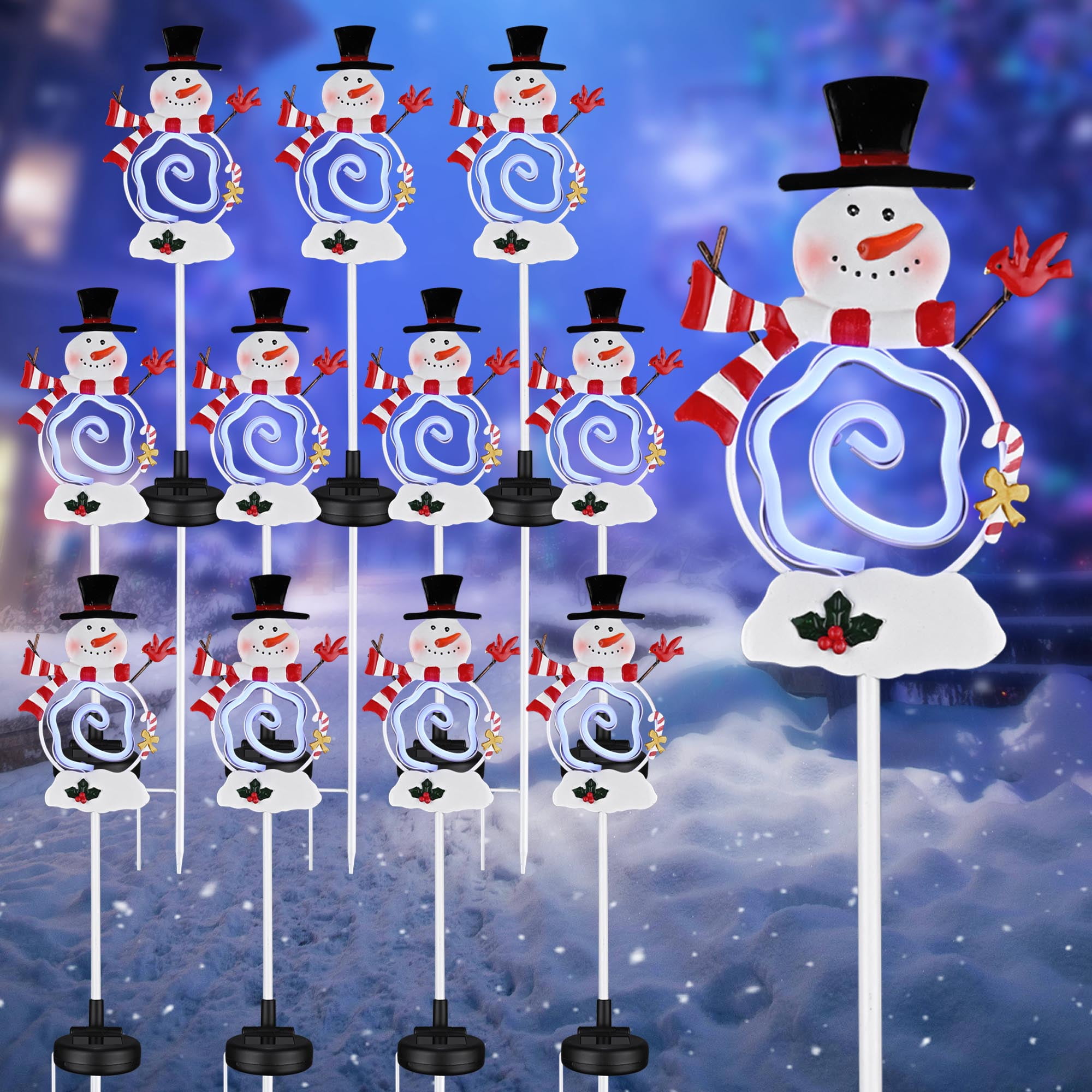 Yescom 12 Pcs Solar Snowman Stake Lights Christmas Solar Pathway Lights ...