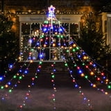 Yescom 12FT RGBY Waterfall Cone Tree Light with Star Finial 9 Strings ...