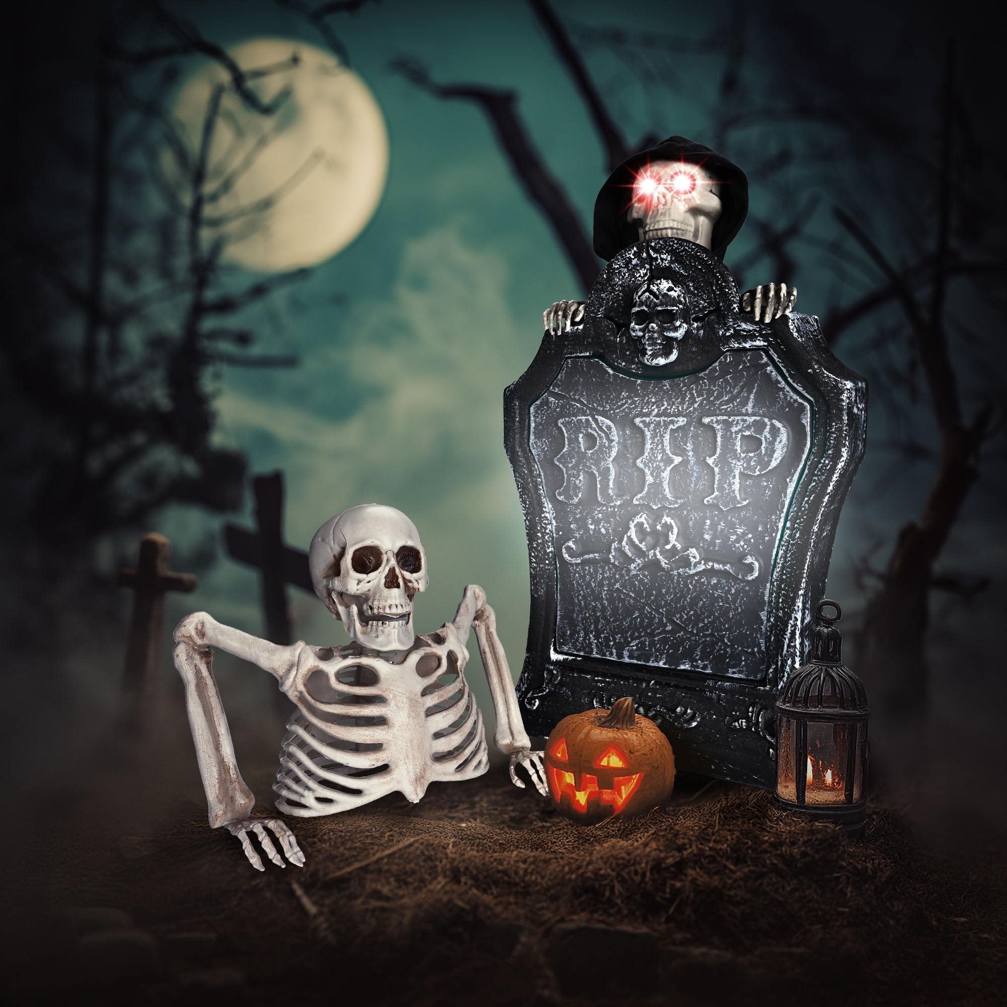 Yescom Animated Halloween Tombstone Lighted Decor Creepy Voice Pop Up ...
