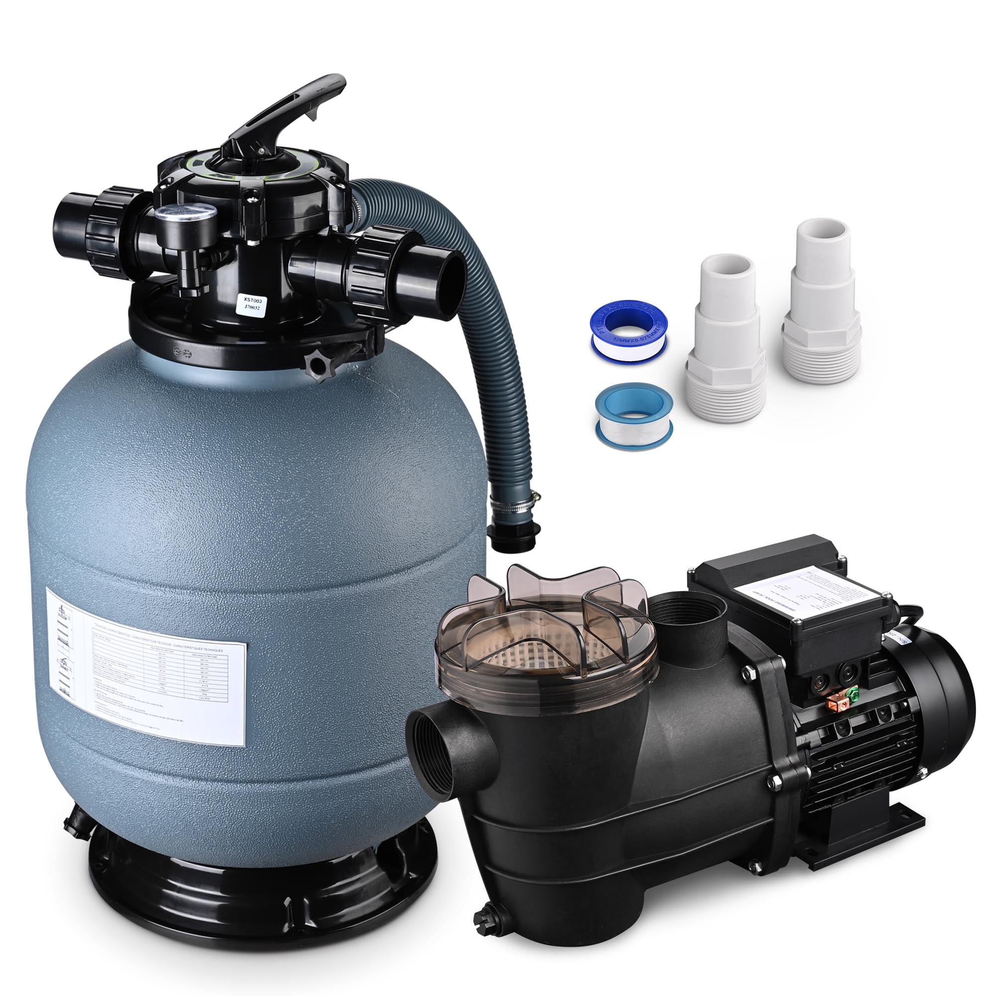 "Yescom 16"" 5-Way Valve Sand Filter System with 3/4HP Pump for Above ...