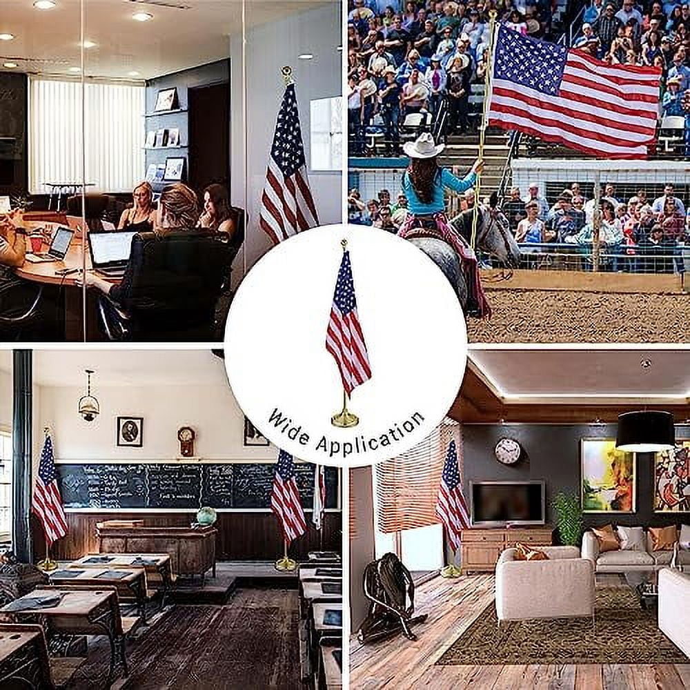 Yescom 2 Pack 6FT Telescoping Indoor Flag Pole Kit Aluminum Gold Pole ...