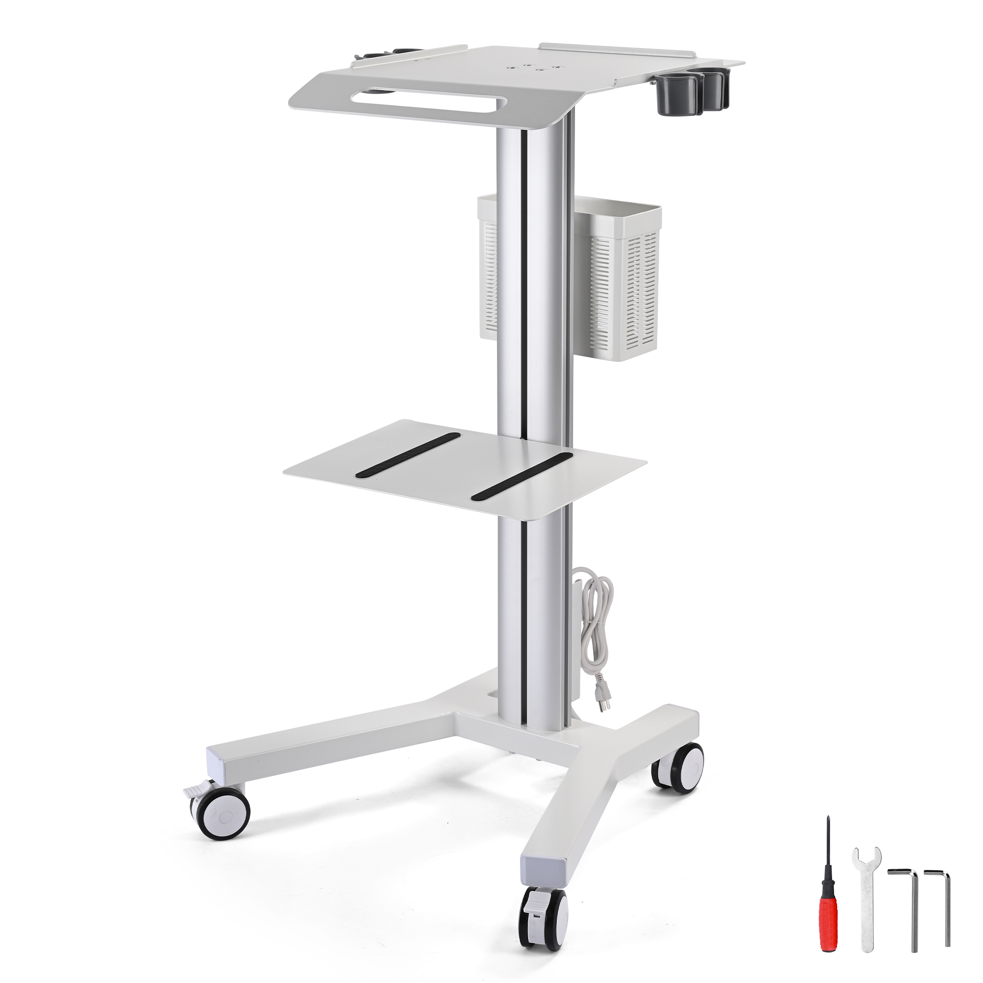 Yescom 2 Tiers Medical Trolley Mobile Medical Cart Rolling Cart Lab ...