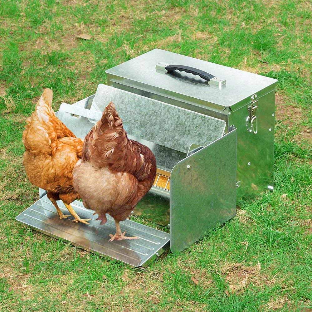 Yescom 26lbs Automatic Treadle Chicken Feeder Portable with Lock Rat ...