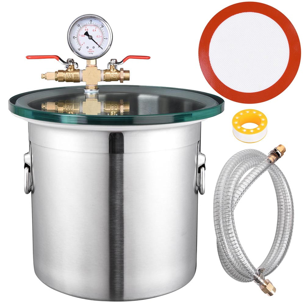 Yescom 3 Gallon Stainless Steel Vacuum Chamber Tempered Glass Lid kit ...