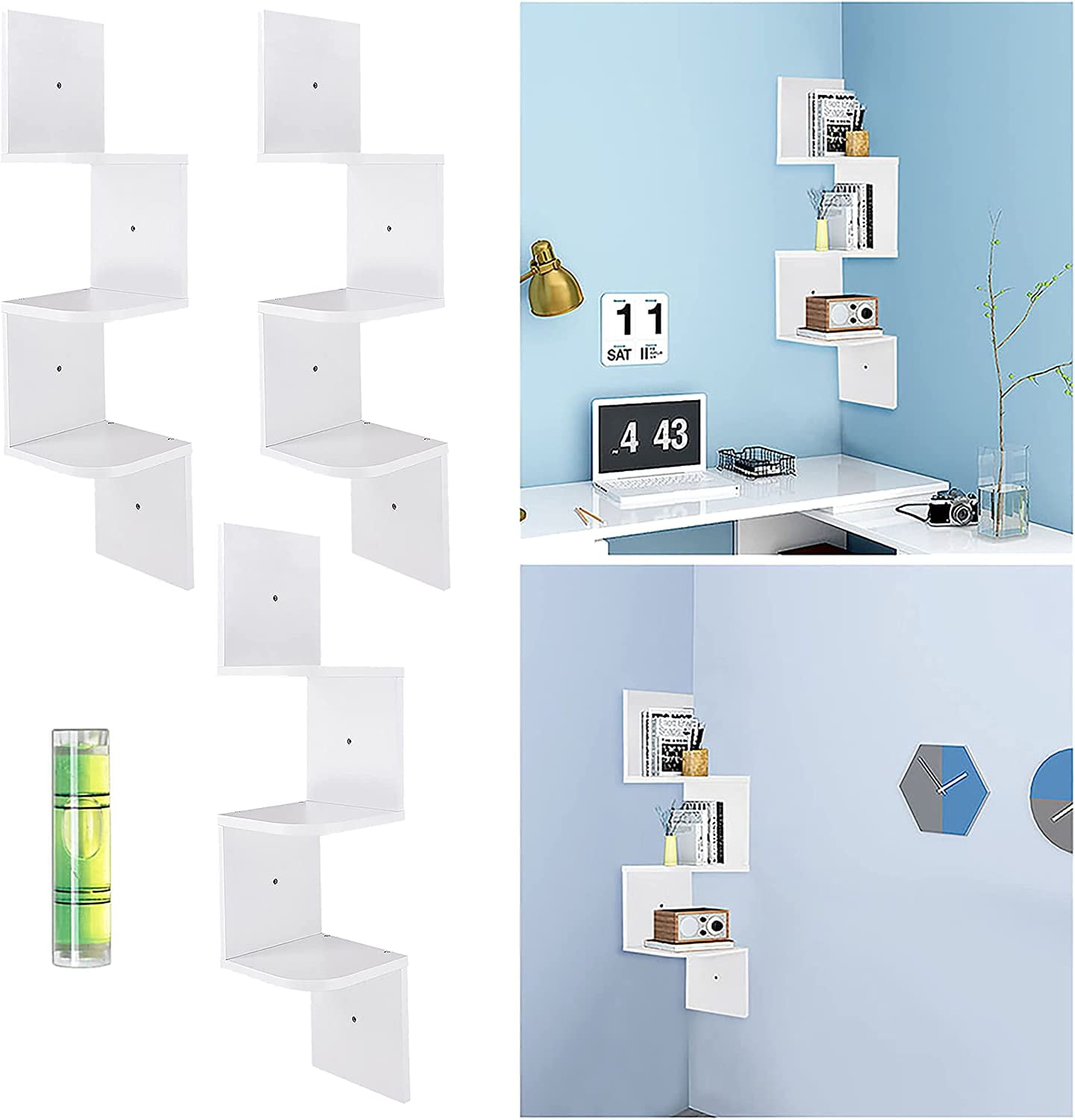 Yescom 3 Pack 3 Tiers Wall Mount Corner Shelf Display Shelves Organizer ...