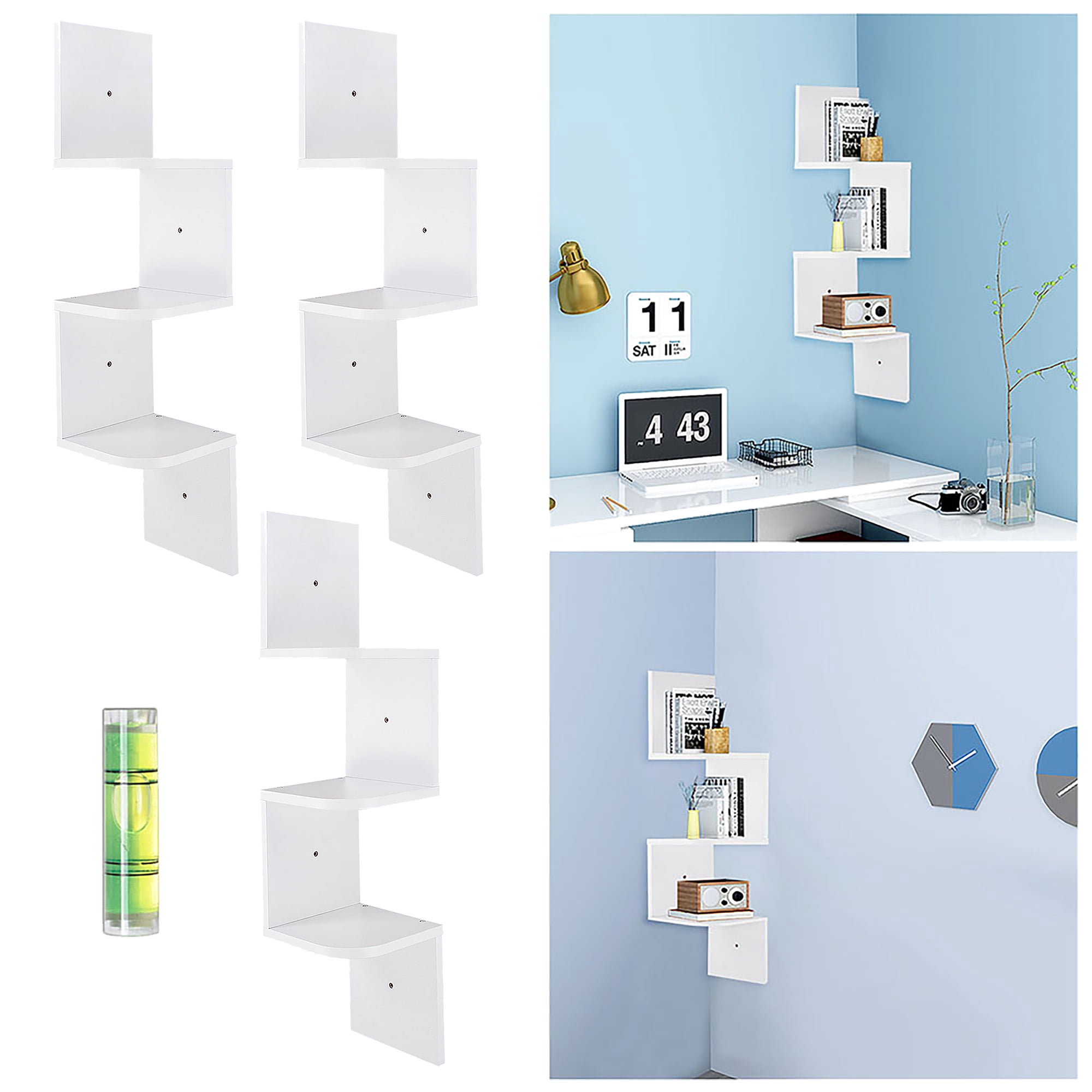 Yescom 3 Pack 3 Tiers Wall Mount Corner Shelf Display Shelves Organizer ...