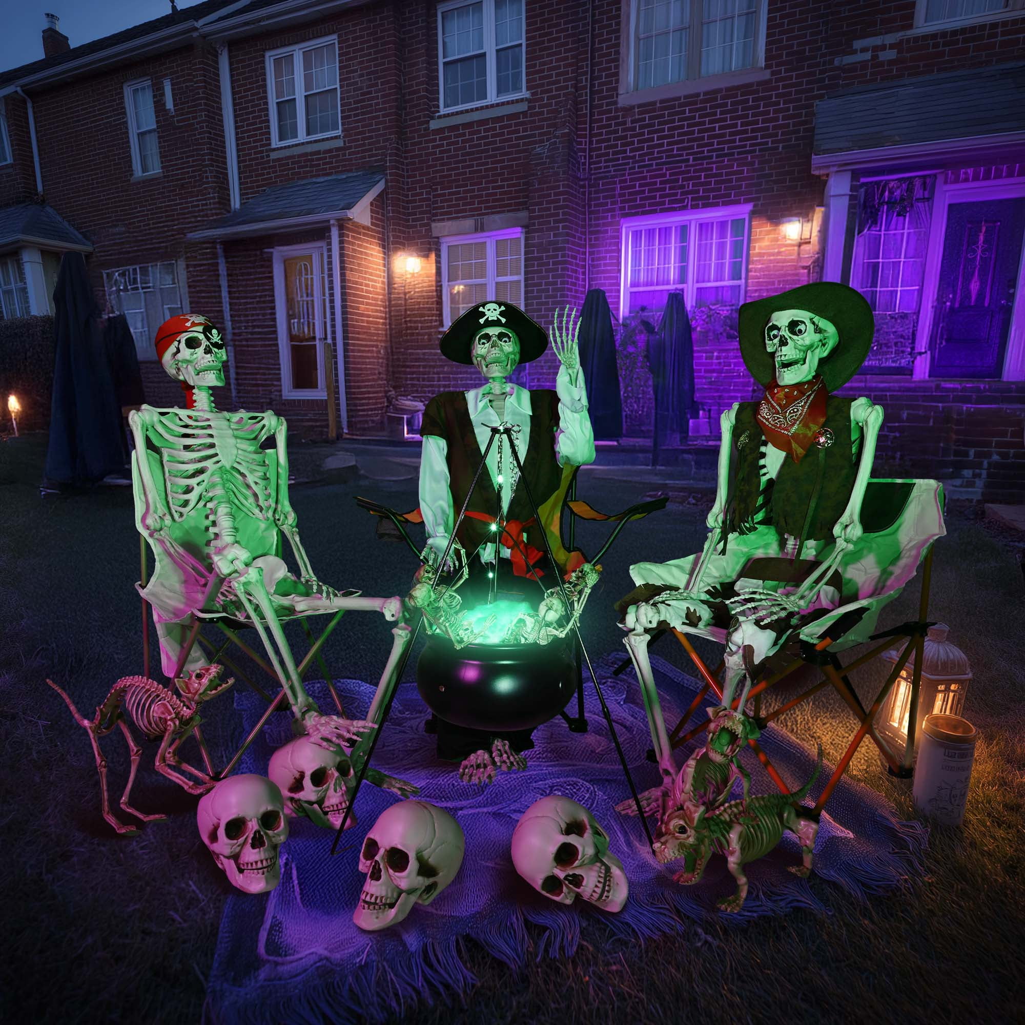 Yescom 3 Pcs Halloween Skeleton 5.4 Ft Life Size Pirate Captain ...