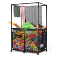 Yescom 36"x24"x57" Large Mesh Pool Storage Bin Rolling Double Decker ...
