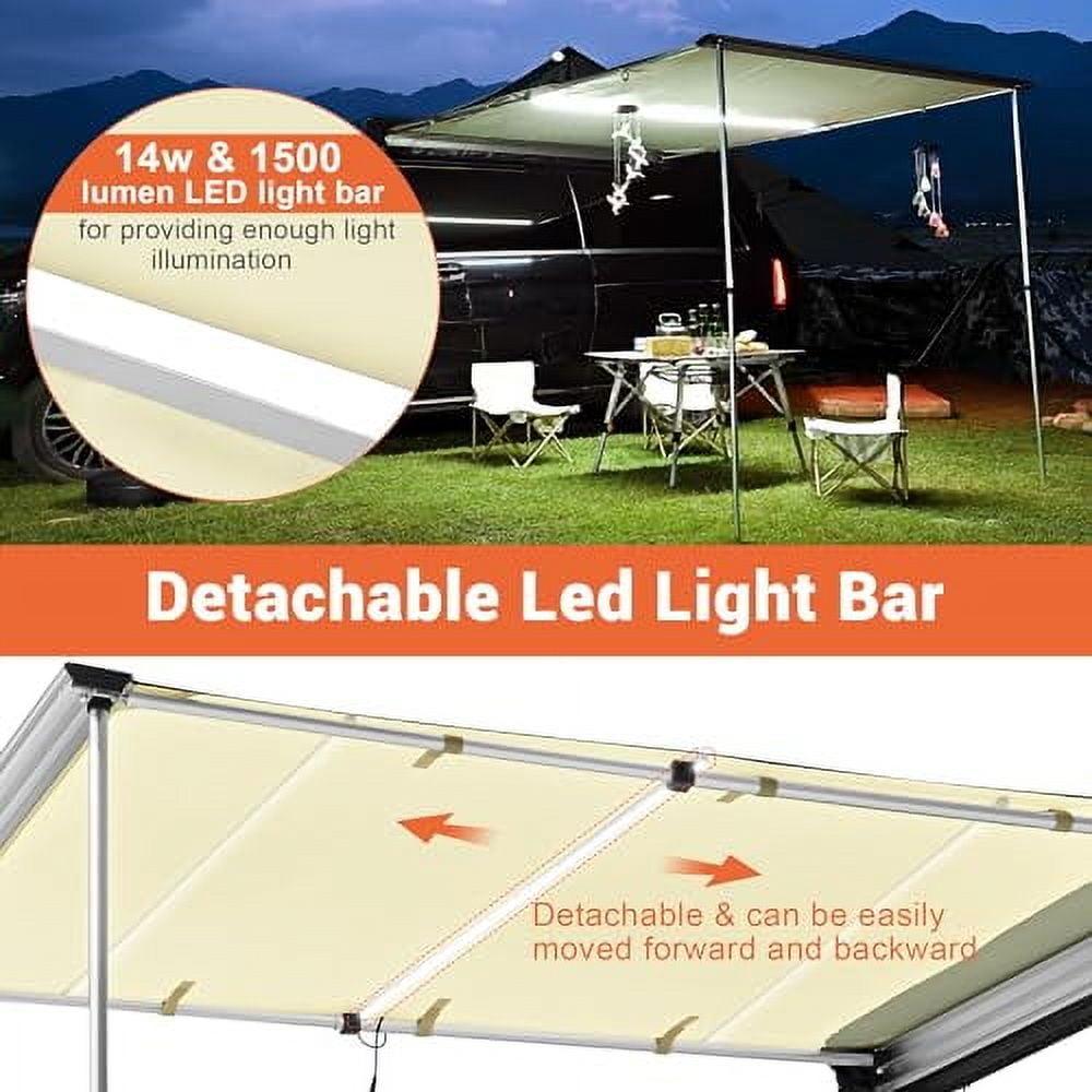 Yescom 4.6x6.6' Vehicle Awning Car Side Roof Rack Awning with LED for ...