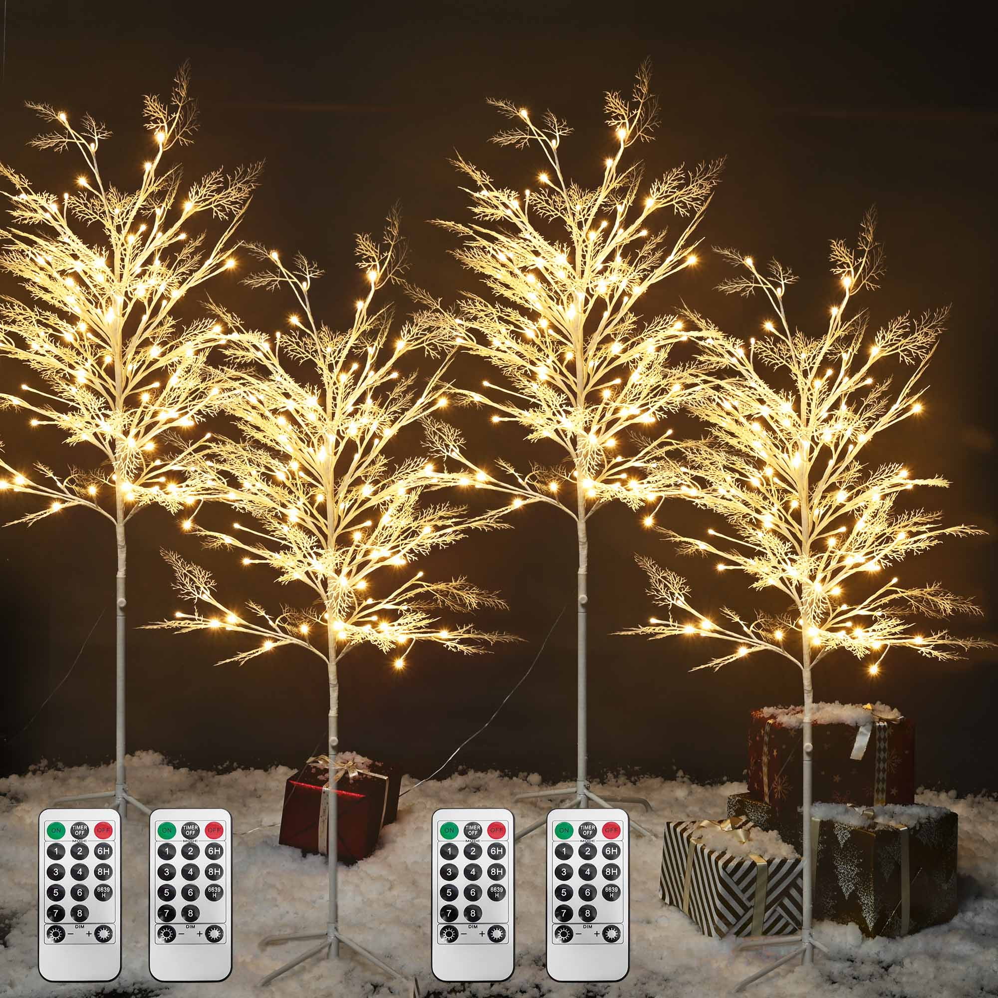 Yescom 4 Pack 5 Ft Dimmable Cypress Tree Light 120 LED Remote Home ...