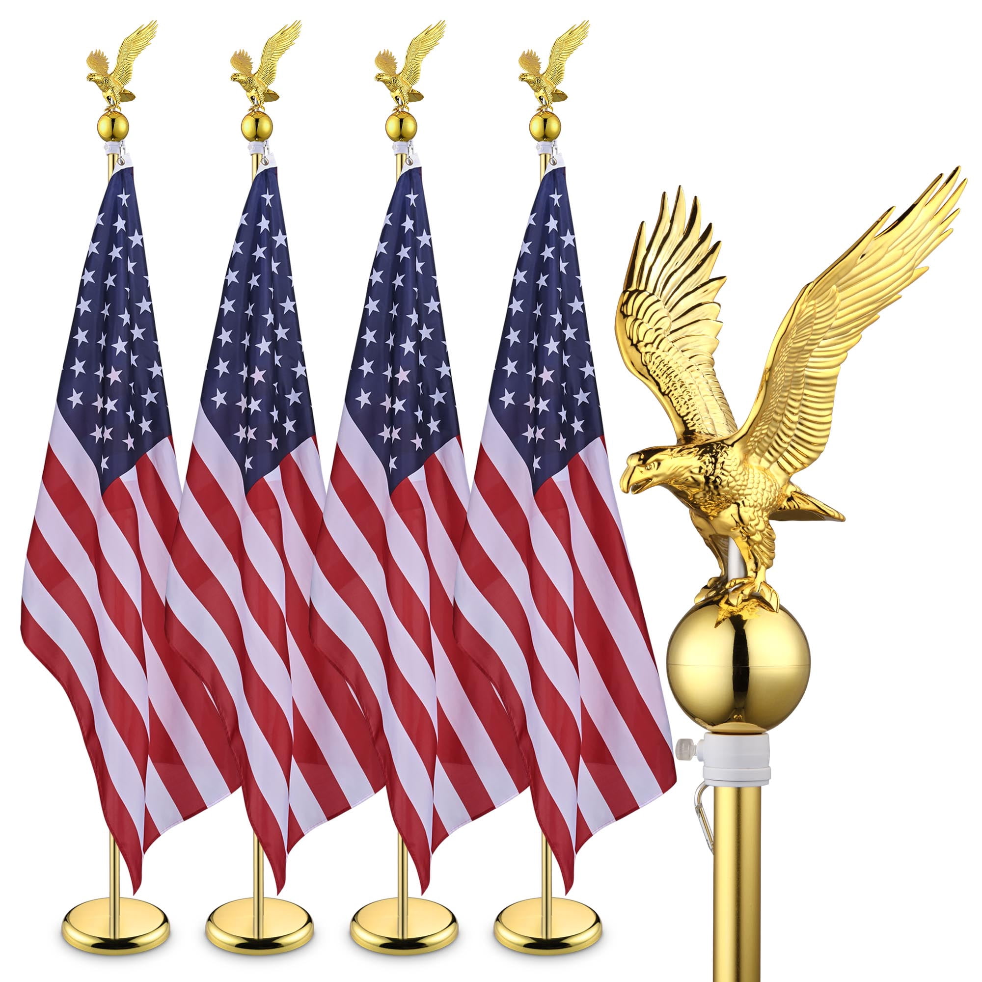Yescom 4 Pack 6 Ft Indoor Flag Pole Kit Aluminum w/ Eagle Topper US ...