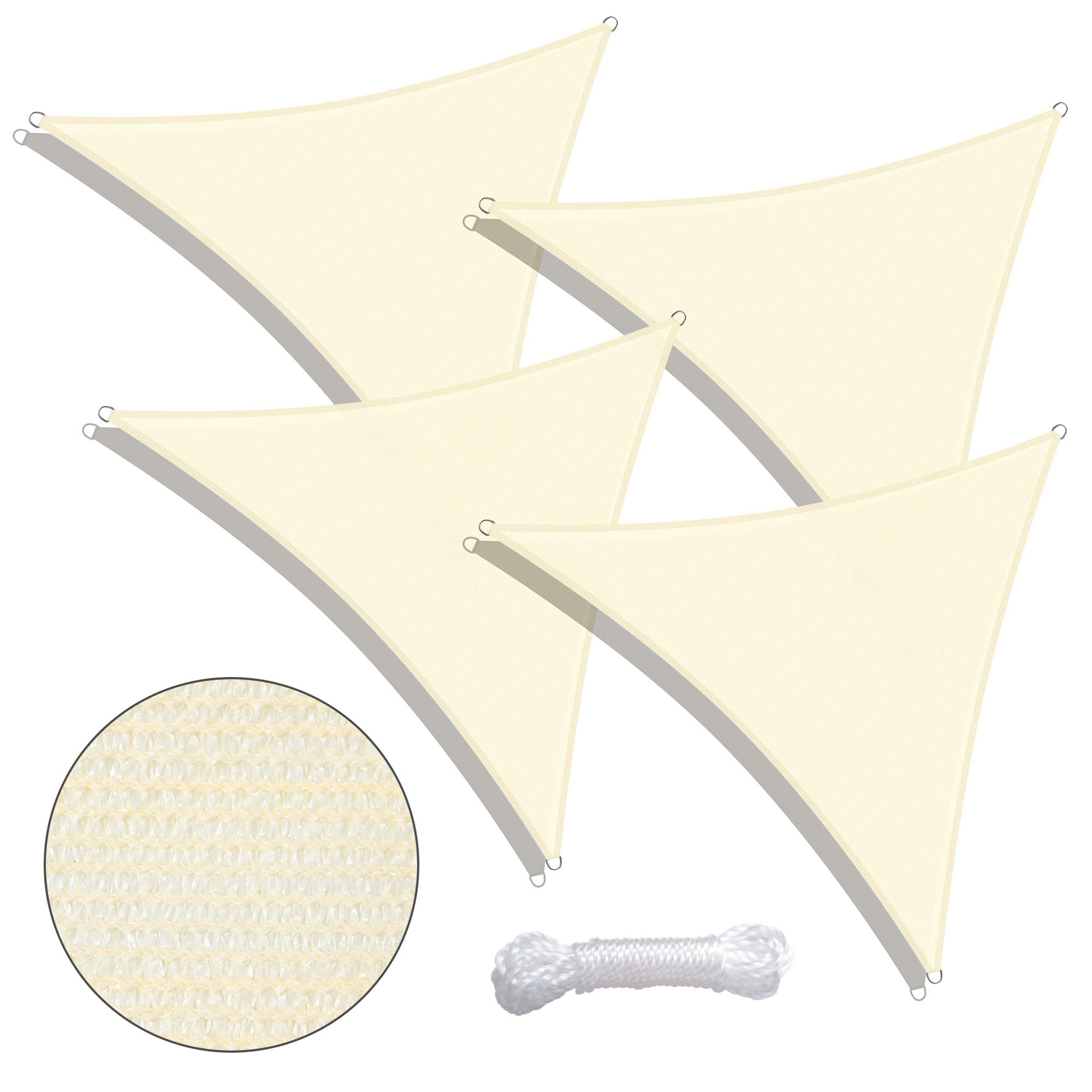 Yescom 4 Pack 7 Ft 97% UV Block Permeable Fabric Triangle Sun Shade ...