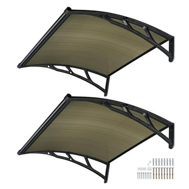 40"x 40" Polycarbonate Window Door Awning with Black Bracket Overhead ...
