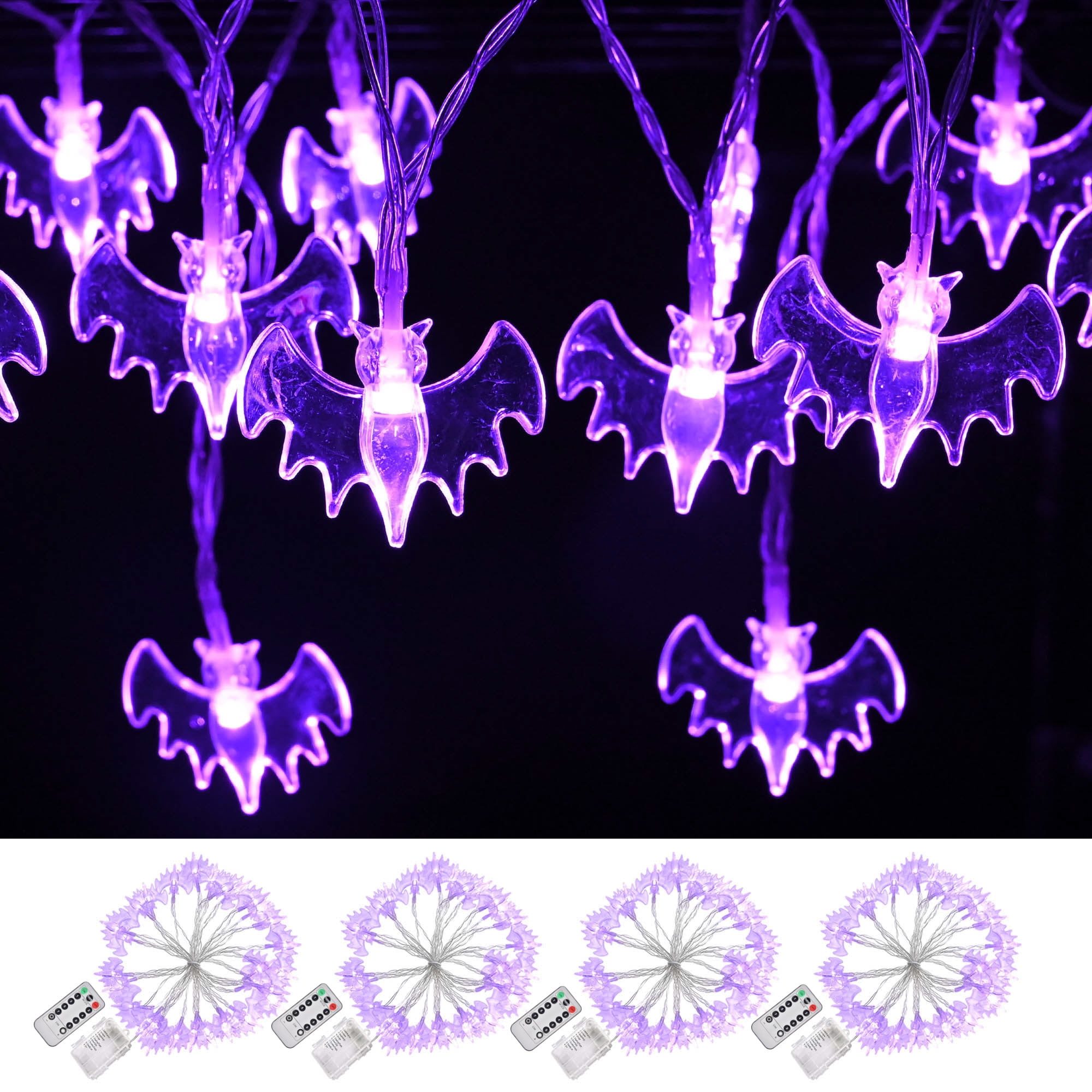 Yescom 4Pack 15ft Halloween Bat String Lights 60PCS LED Fairy Lights ...