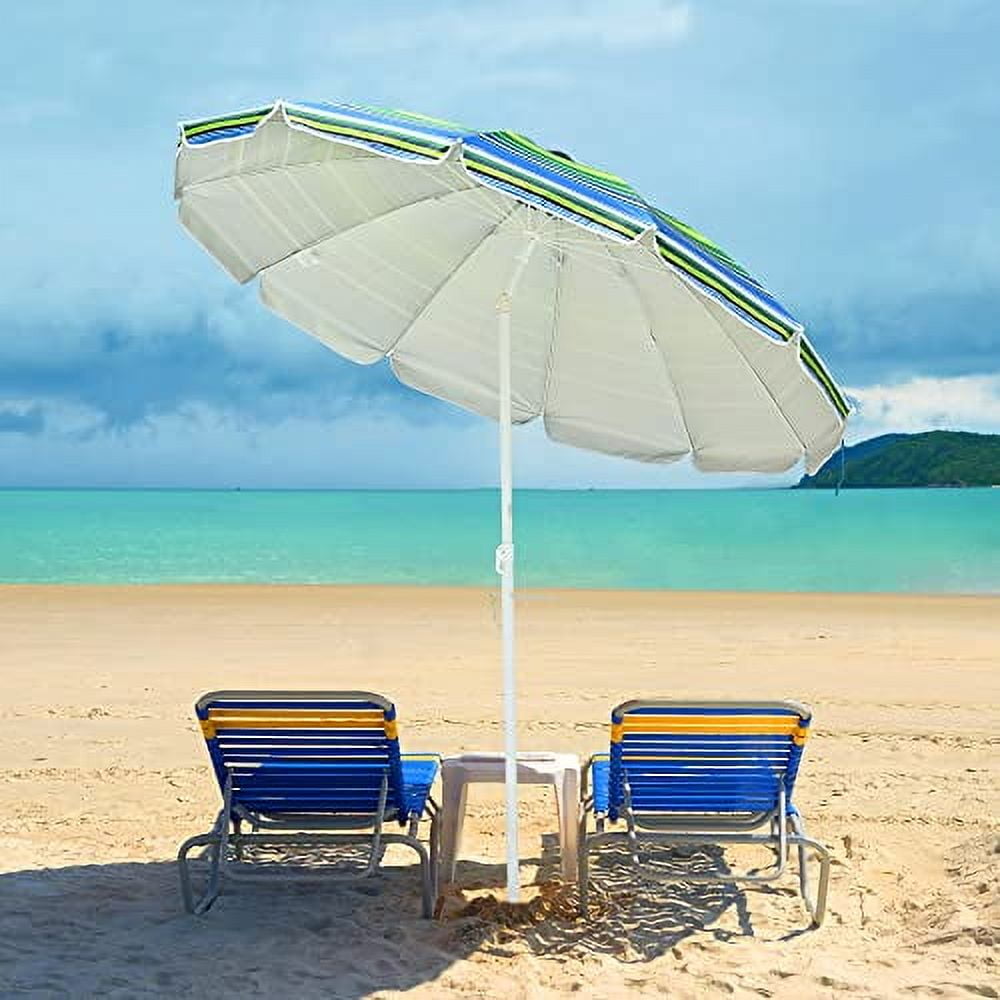 Yescom 5.6Ft Striped Outdoor Beach Umbrella UV Protection Sunshade Tilt ...