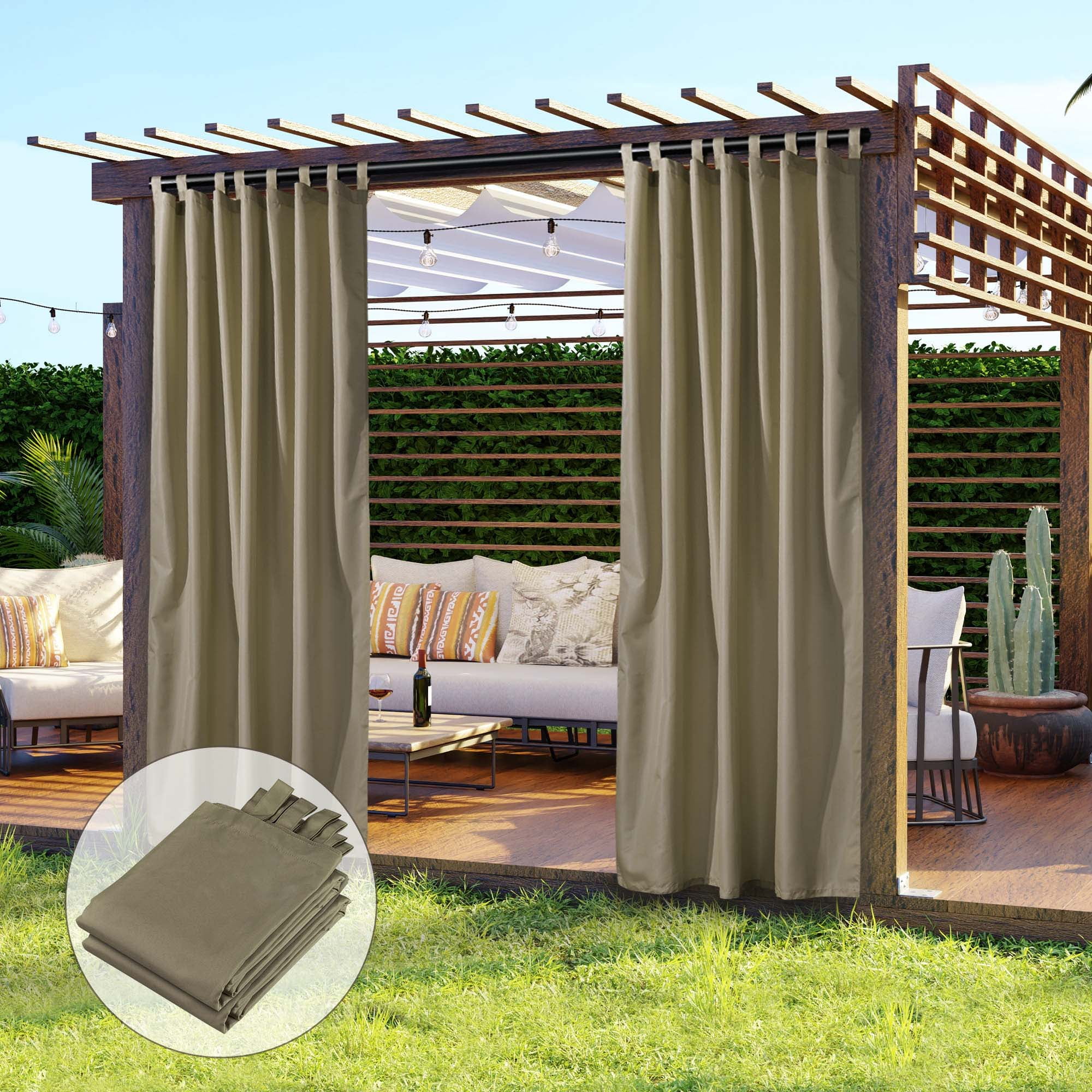 Yescom 54"x96" Outdoor Curtain Panel Tab Top Drape UV30+ Pergola Porch ...