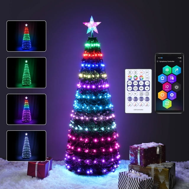 Yescom 5Ft Pre-lit Artificial Christmas Tree with RGB LED Lights ...