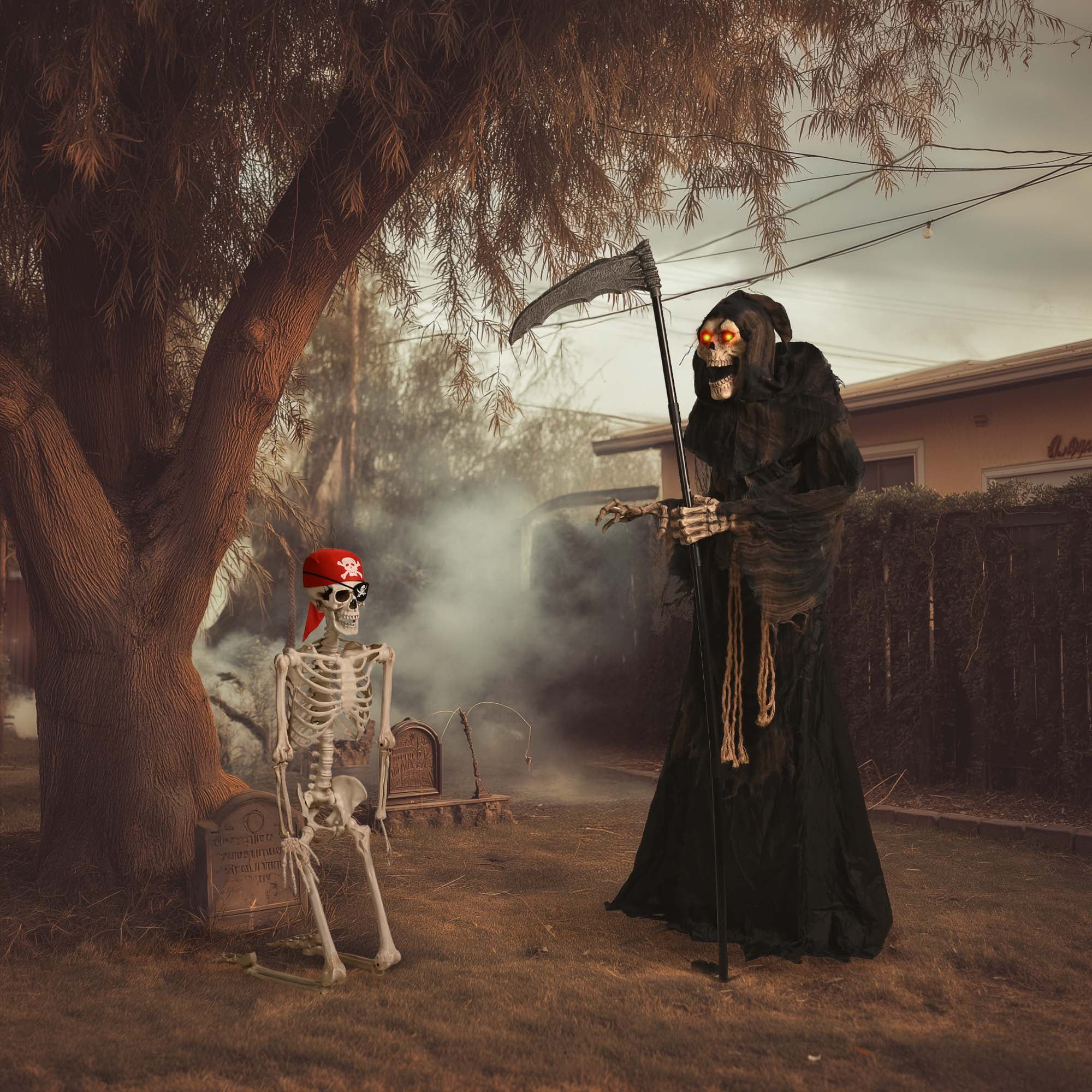 Yescom 6 Ft Grim Reaper Halloween Animatronics Prop AC 100V-240V ...