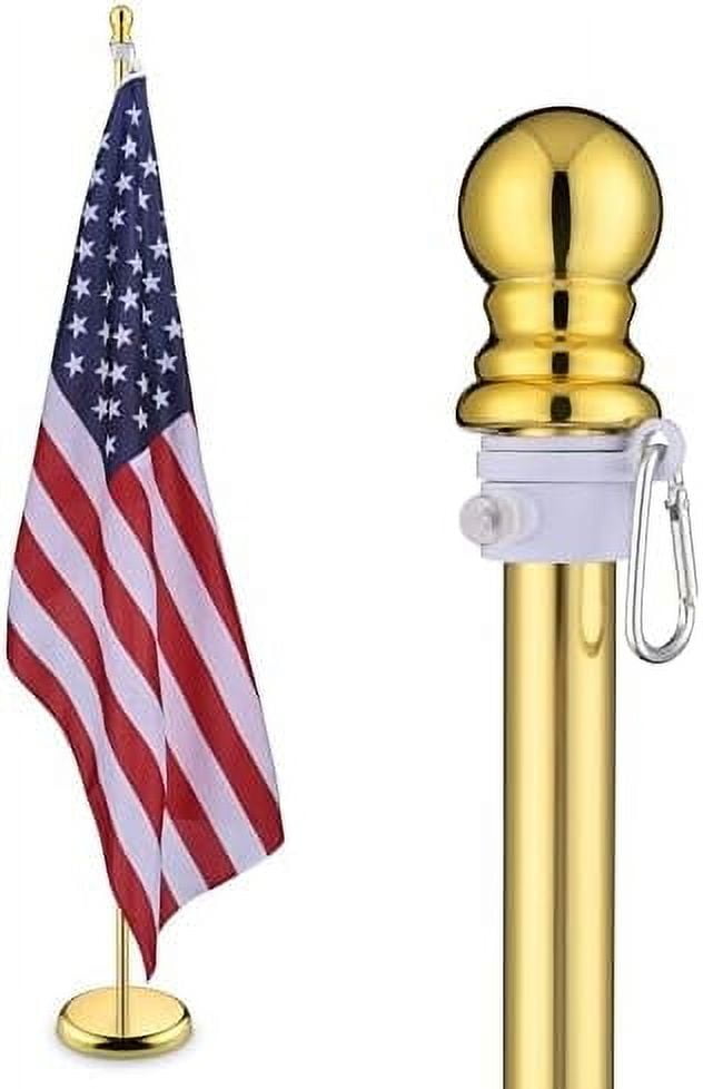 Yescom 6FT Sectional Indoor Flag Pole Kit Golded Ball Topper Aluminum ...