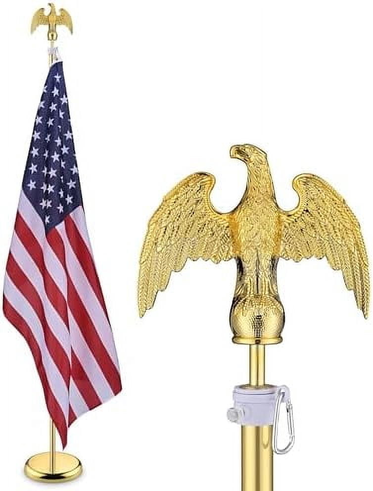 Yescom 6FT Sectional Indoor Flag Pole Kit Golded Eagle Topper Aluminum ...