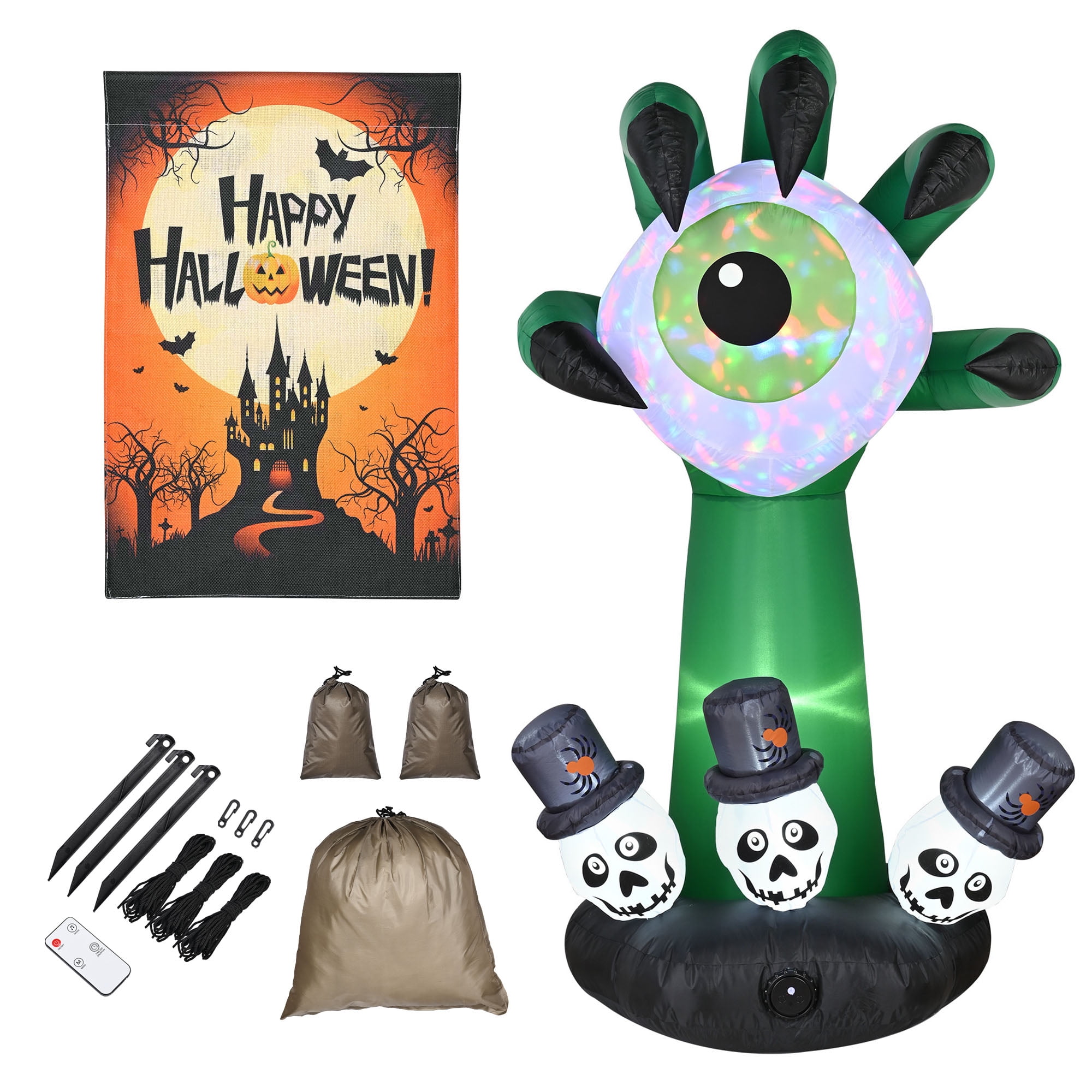 Yescom 6Ft Halloween Inflatable Monster Hand with Eyeball LED Light ...