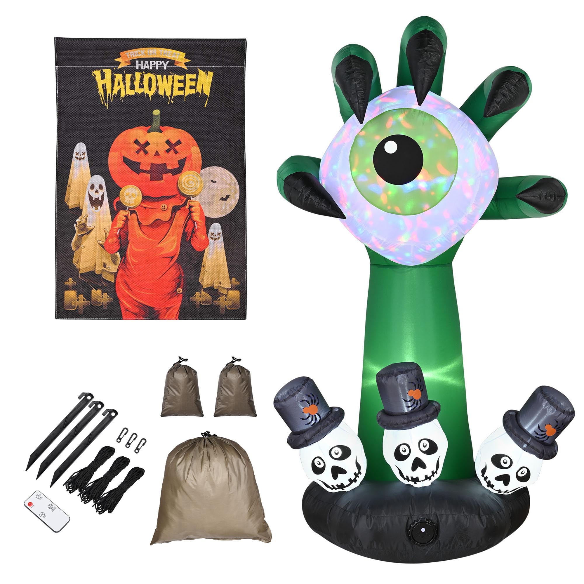 Yescom 6Ft Halloween Inflatable Monster Hand with Eyeball LED Light ...