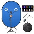 Yescom 7" RGB Dual Ring Light Collapsible Backdrop Kit Green Blue ...