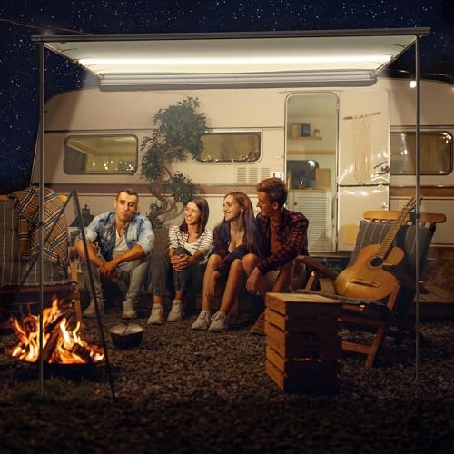 Yescom 8.2x7.6' Car Side Awning with LED Light Pull Out Tent Shelter PU2000mm UV50+ Shade SUV ...