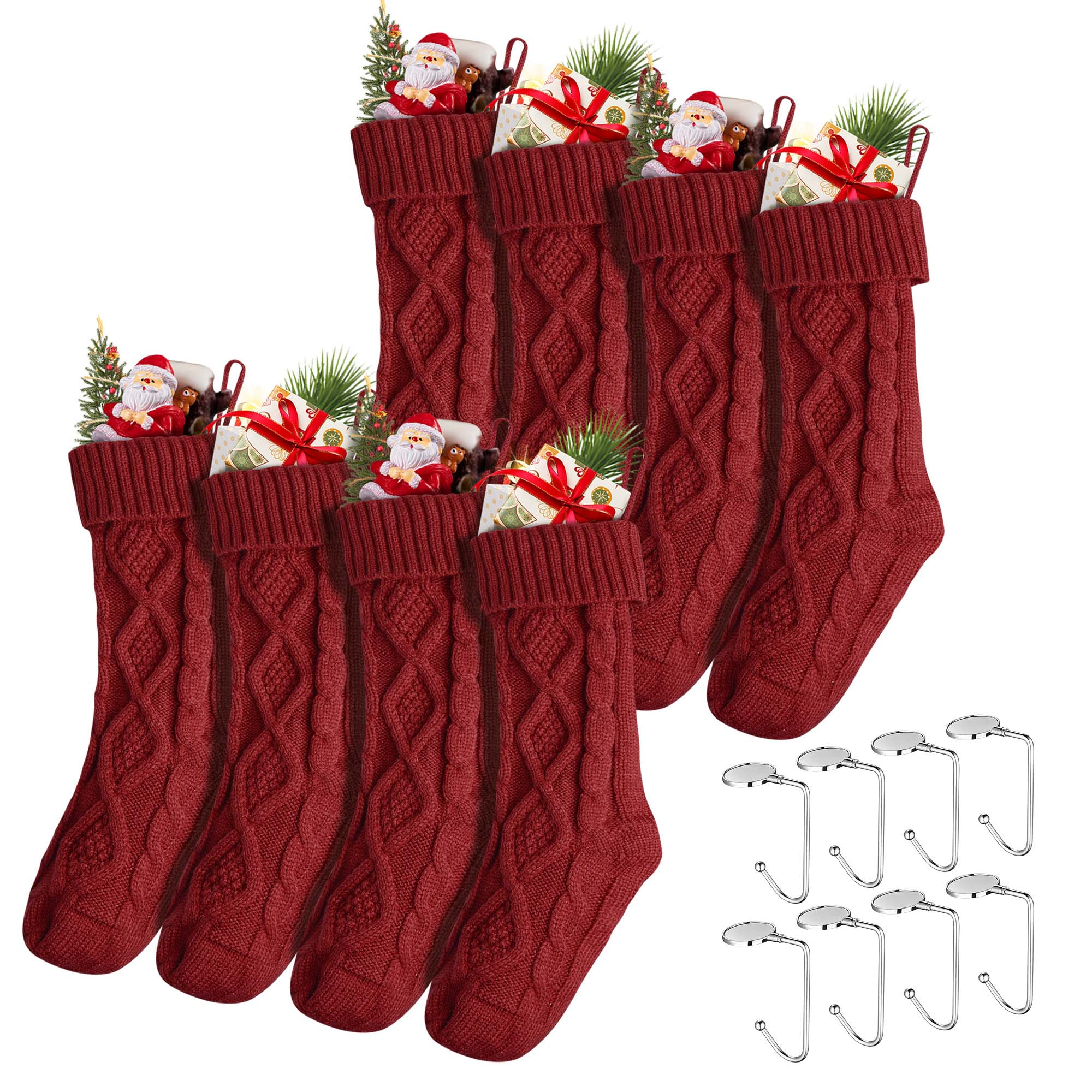 Yescom 8 Pack Christmas Stockings & 8 Pack Stocking Holders Kit ...