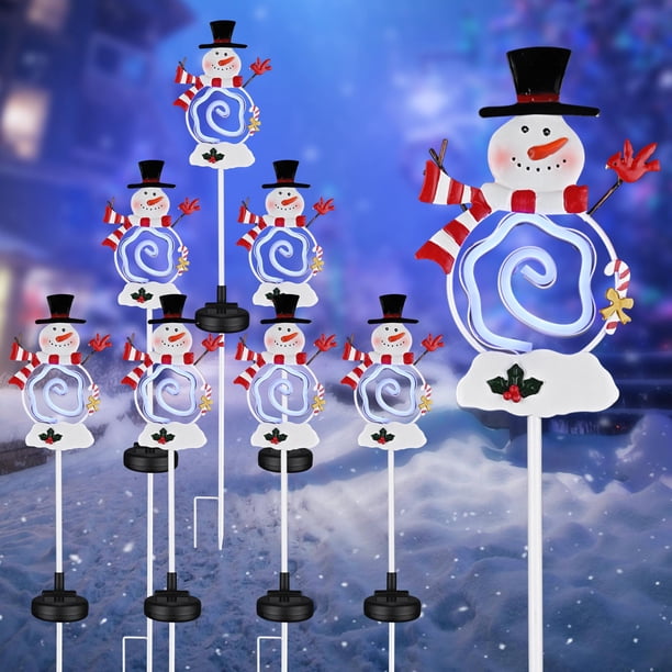 Yescom 8 Pcs Solar Snowman Stake Lights Christmas Solar Pathway Lights ...