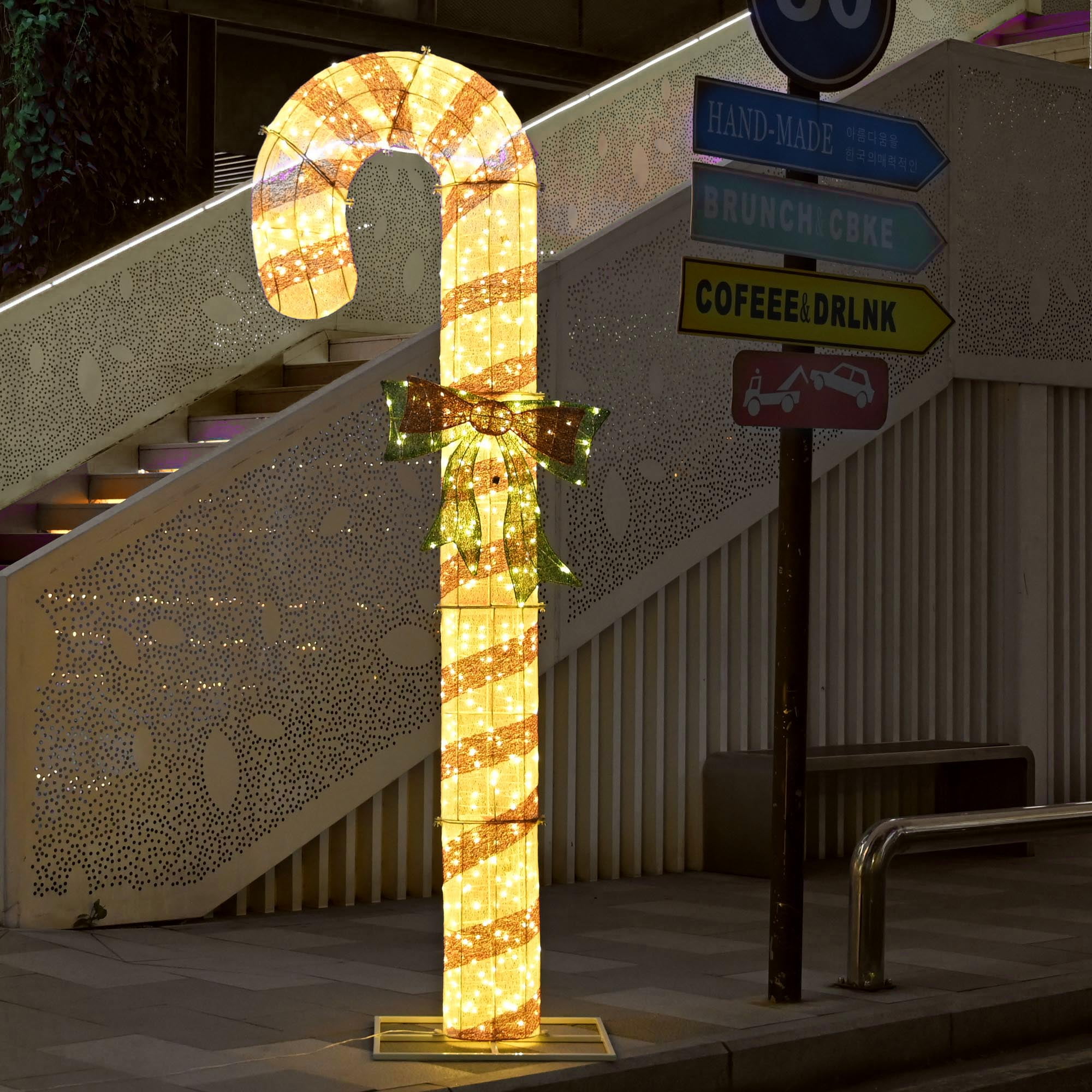 Yescom 8FT Pre-Lit 660LED Christmas Candy Cane Giant 3D Lighted Outdoor ...