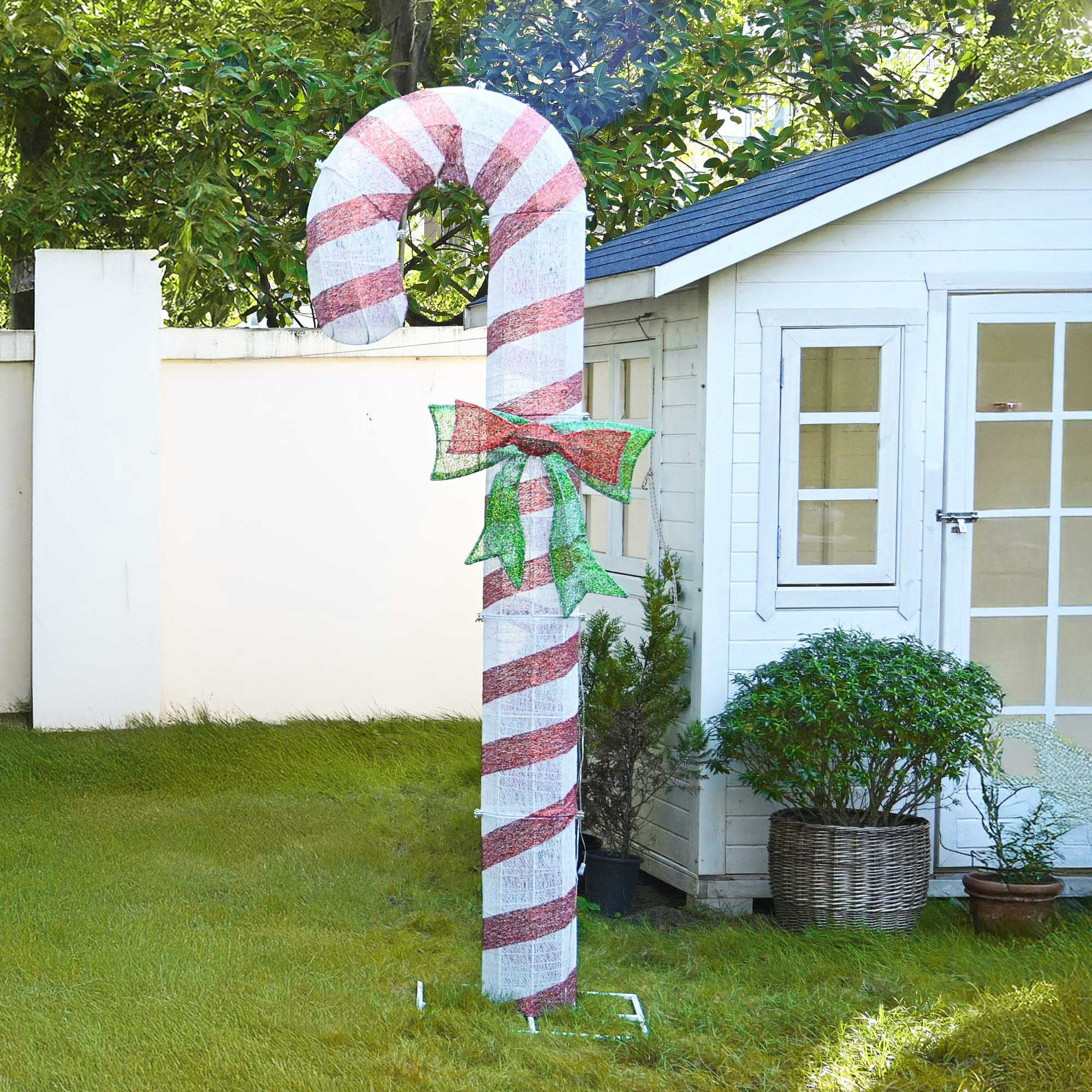 Yescom 8FT Pre-Lit 660LED Christmas Candy Cane Giant 3D Lighted Outdoor ...