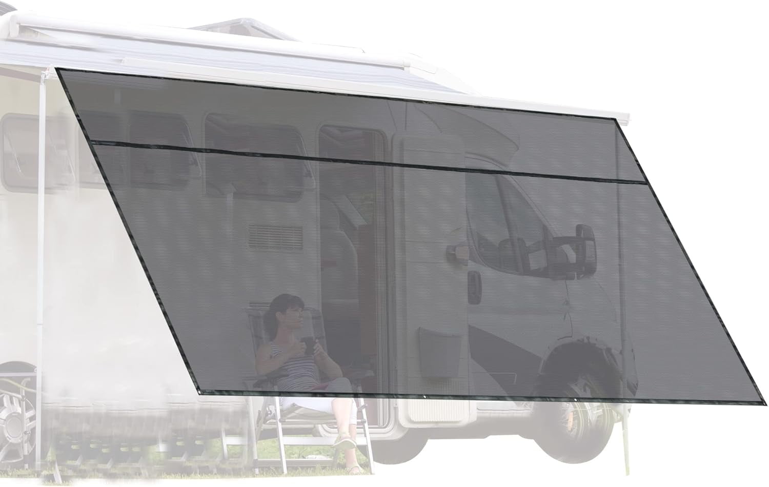 Yescom 8x15' RV Awning Sun Shade Screen Black Mesh UV Blocker RV Awning ...