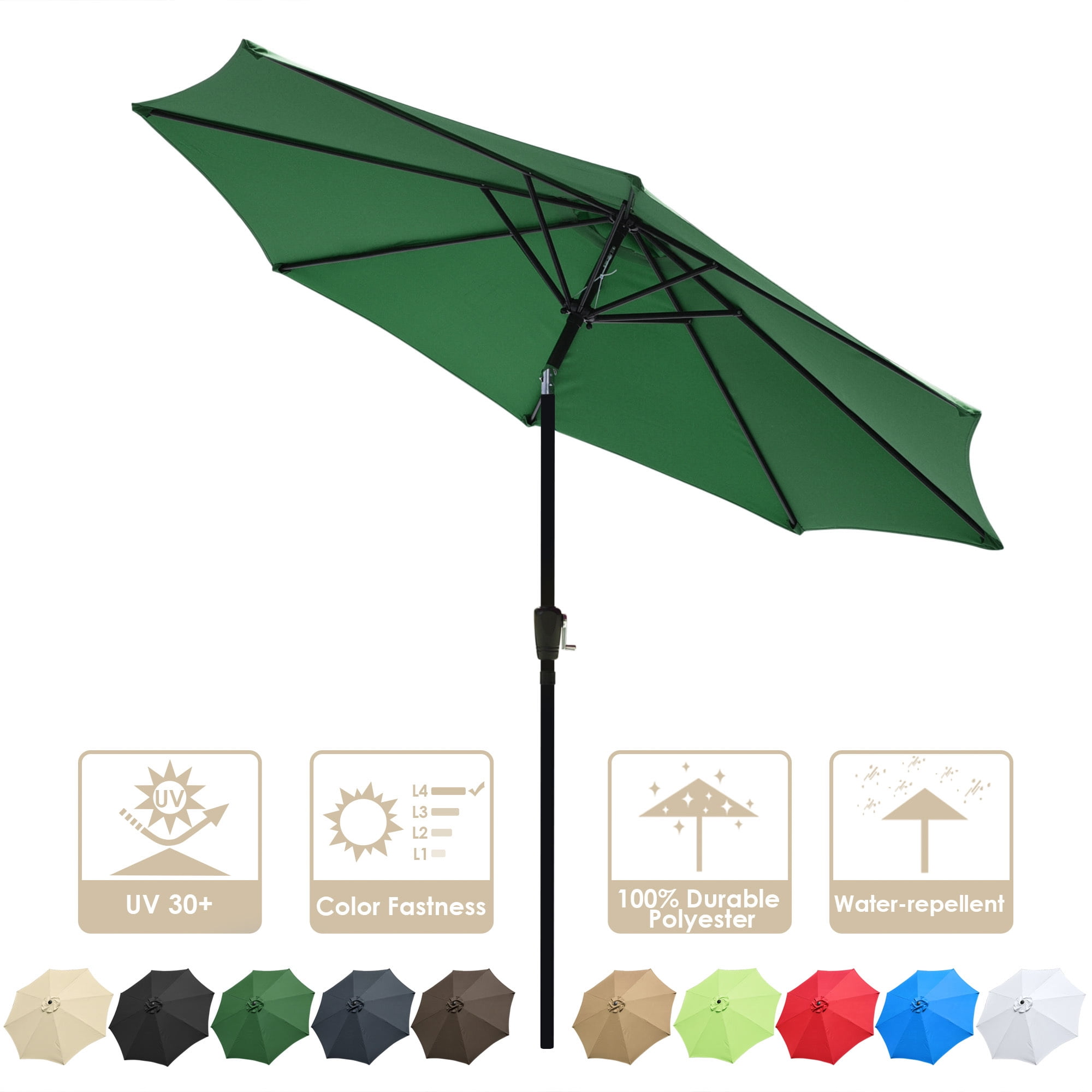 Yescom 9 Ft Aluminum Outdoor Patio Umbrella Push Button Tilt Crank ...